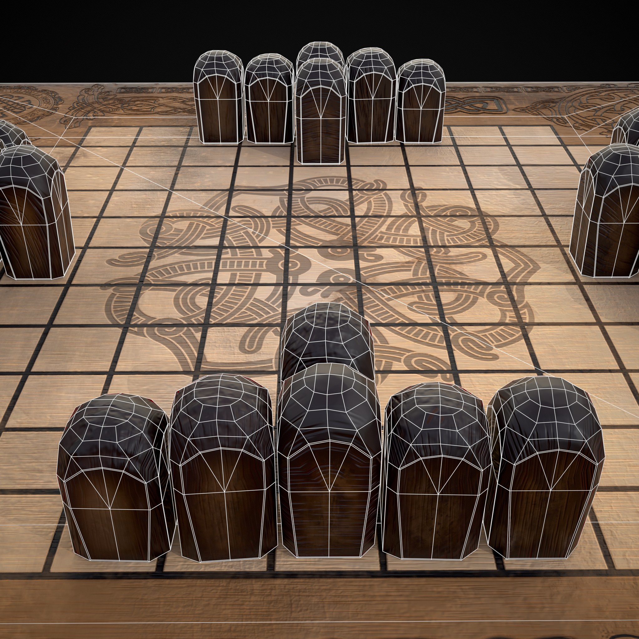 Wooden Carved Hnefatafl Viking Chess Set - 3D Model by Get Dead ...