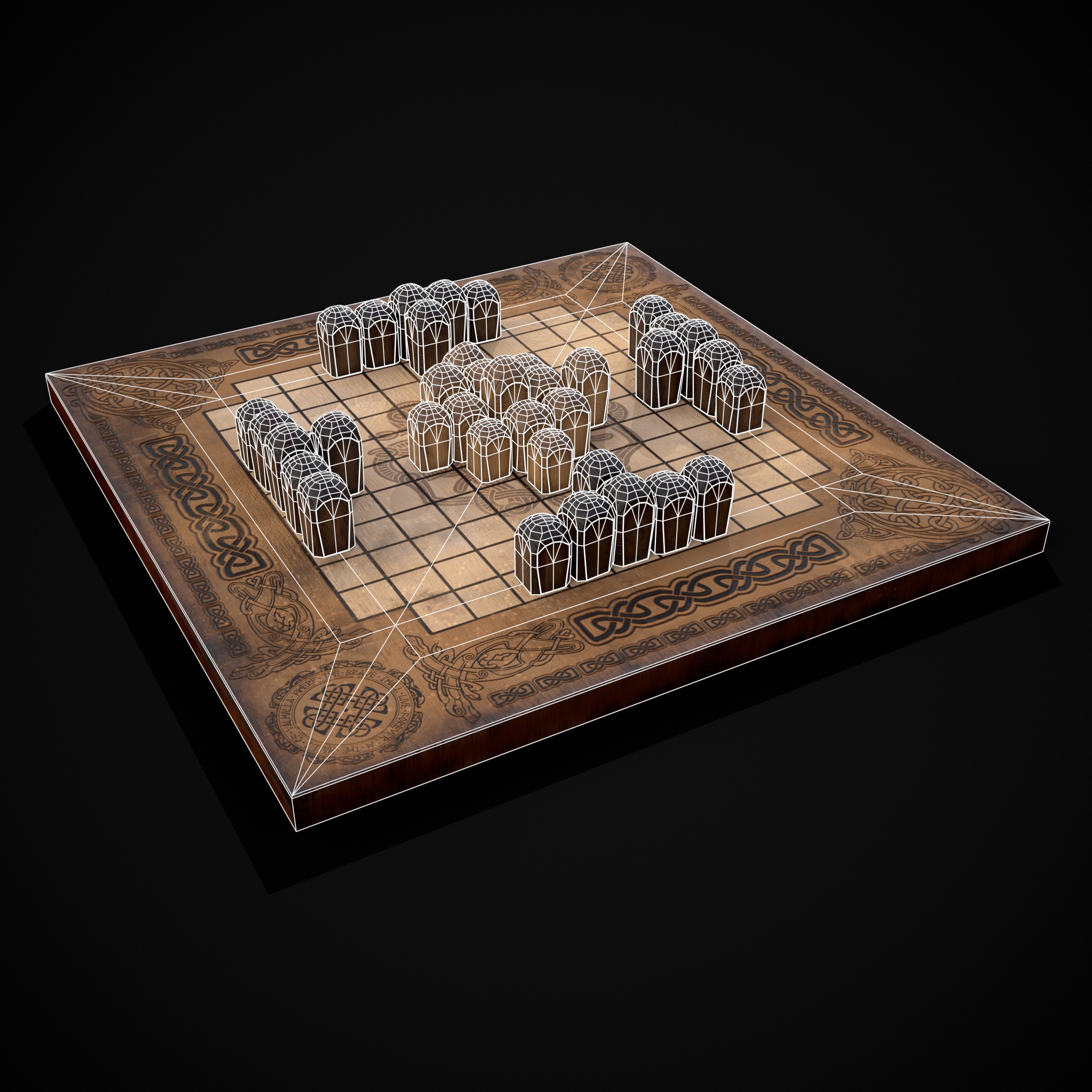 Wooden Carved Hnefatafl Viking Chess Set - 3D Model by Get Dead ...