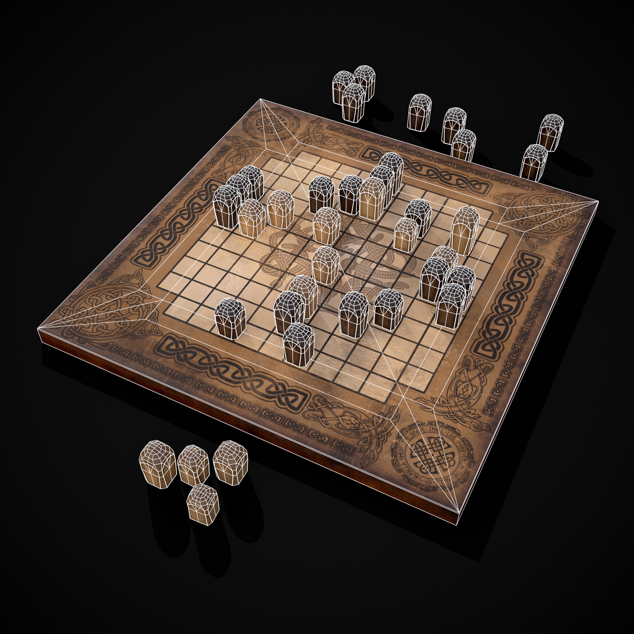 Wooden Carved Hnefatafl Viking Chess Set - 3D Model by Get Dead ...