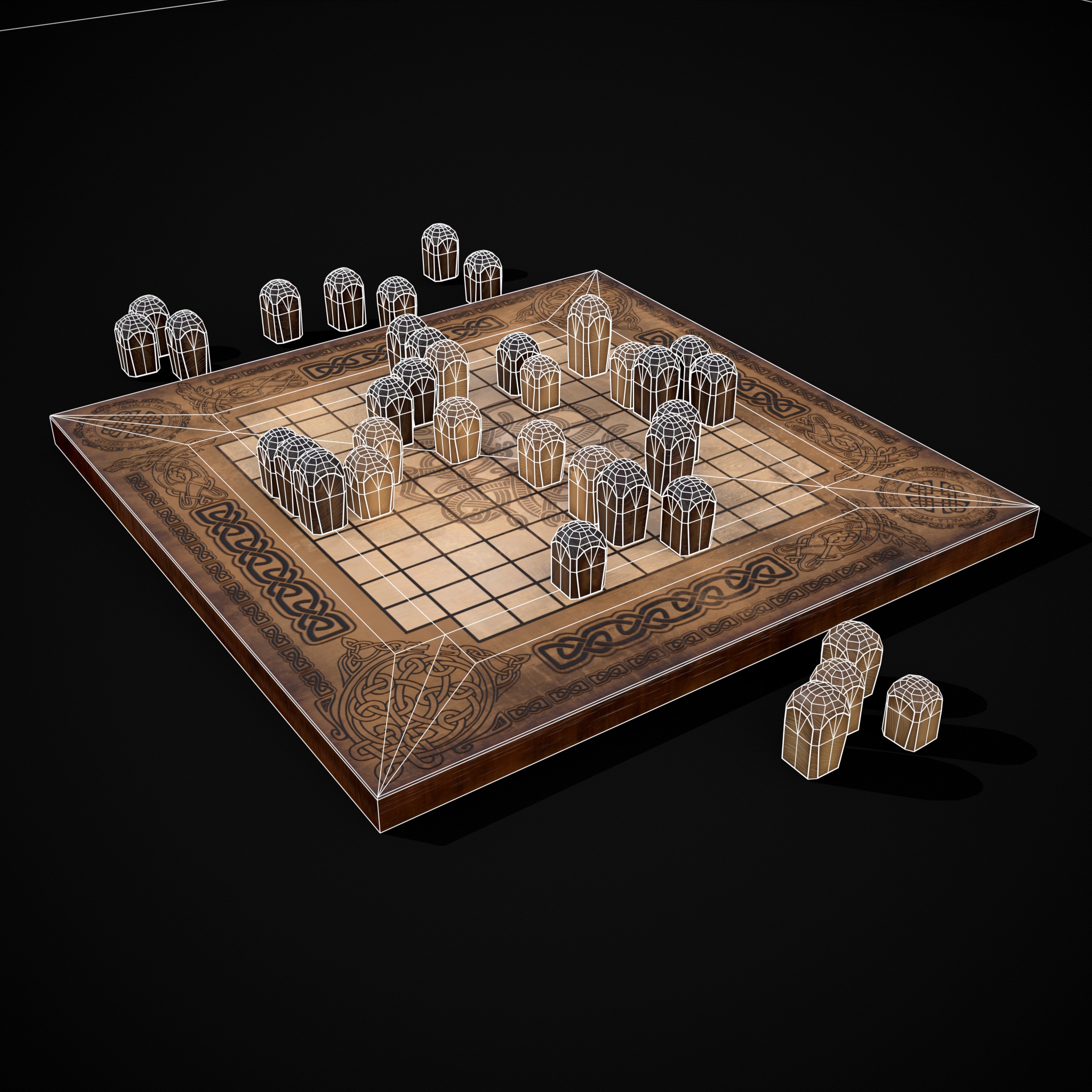 Wooden Carved Hnefatafl Viking Chess Set - 3D Model by Get Dead ...
