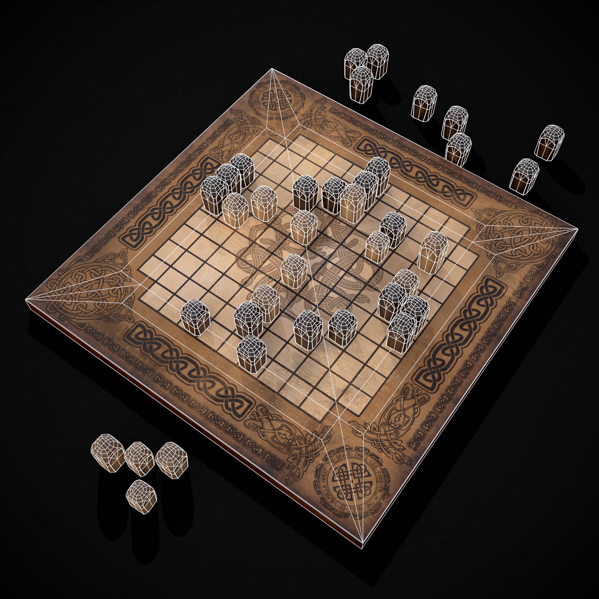 Wooden Carved Hnefatafl Viking Chess Set - 3D Model by Get Dead ...