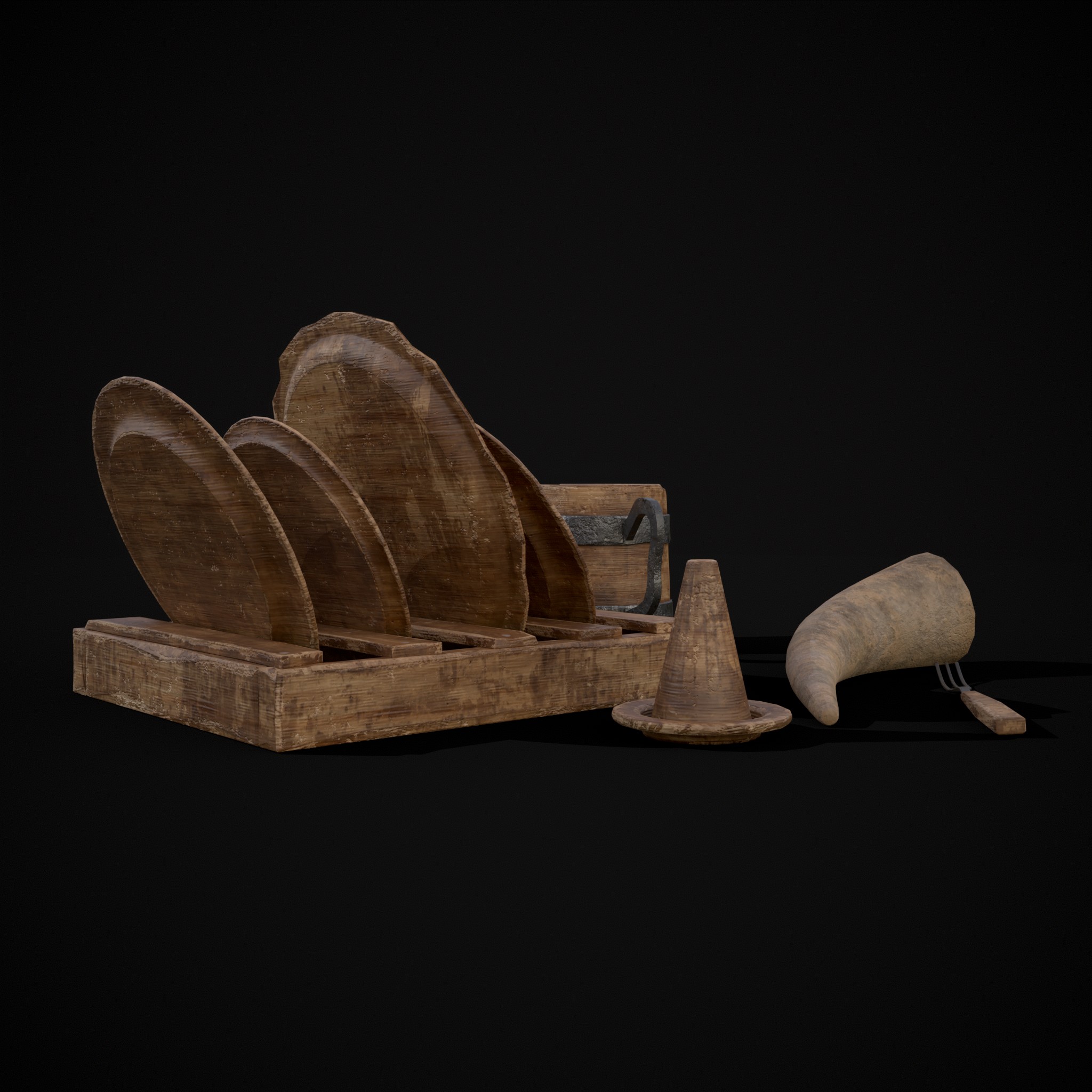 Wooden Medieval Dish Washing Set - 3D Model by Get Dead Entertainment