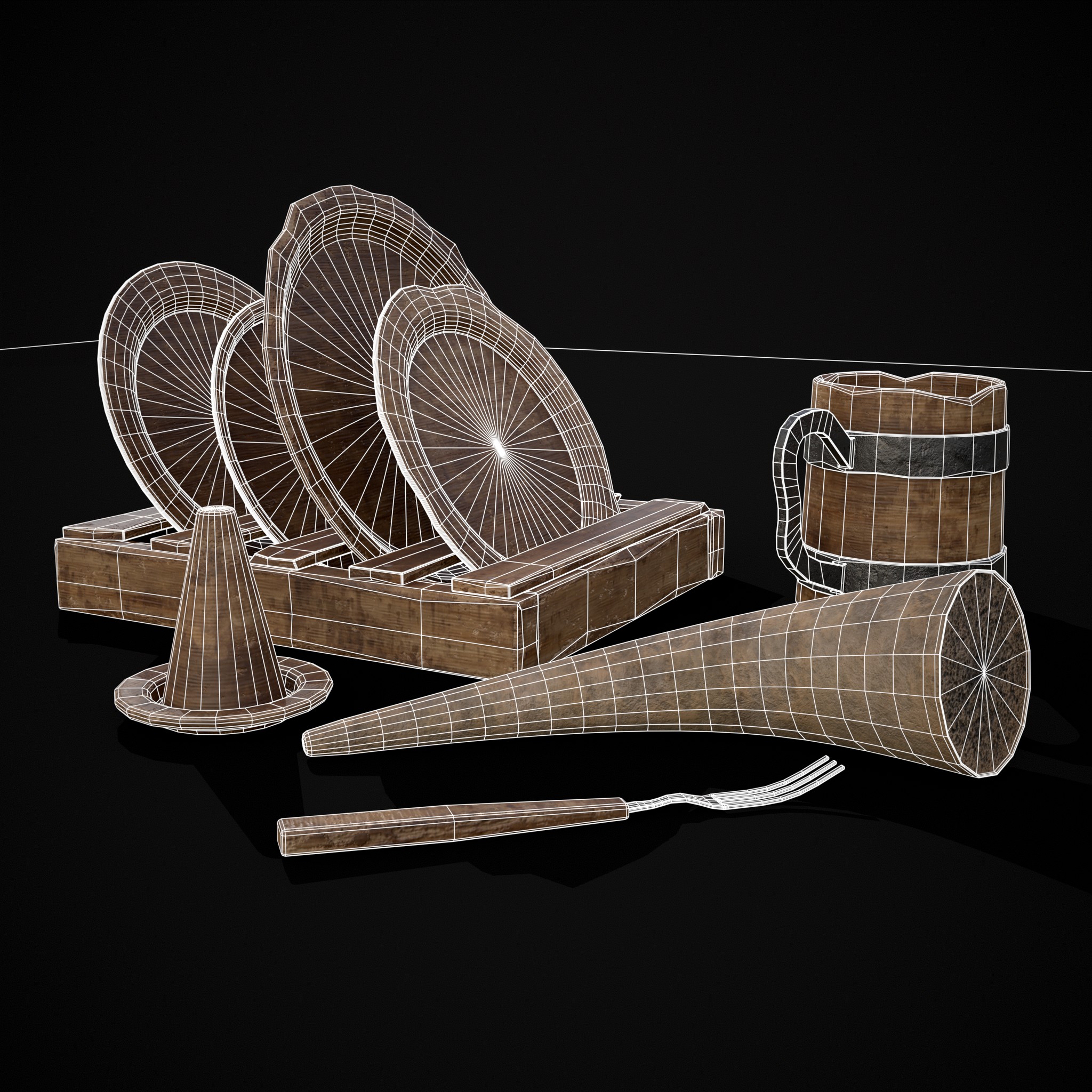 Wooden Medieval Dish Washing Set - 3D Model by Get Dead Entertainment