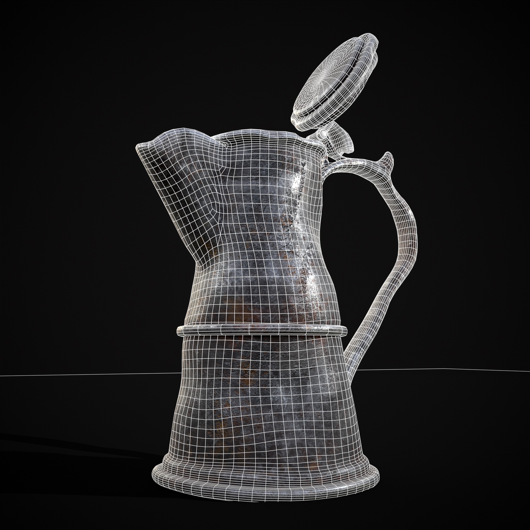 Worn Decorated Pewter Flagon - 3D Model by Get Dead Entertainment