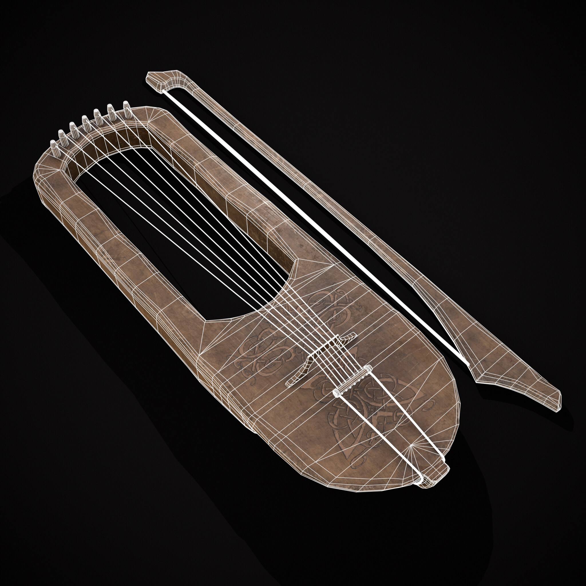 Worn Medieval Lyre - 3D Model by Get Dead Entertainment