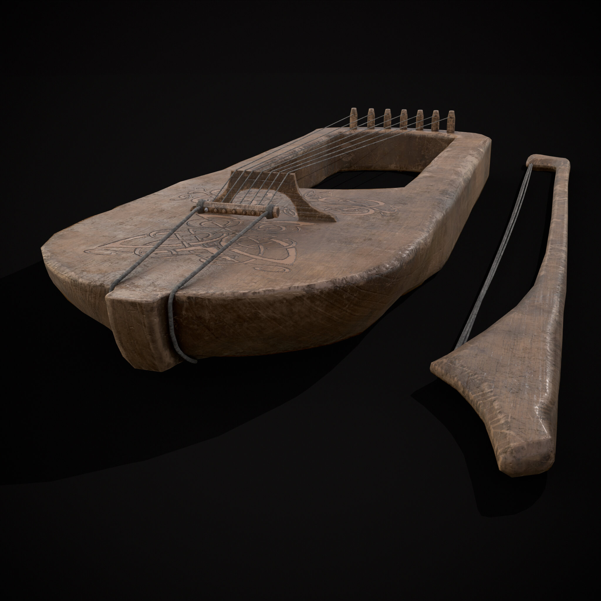 Worn Medieval Lyre - 3D Model by Get Dead Entertainment