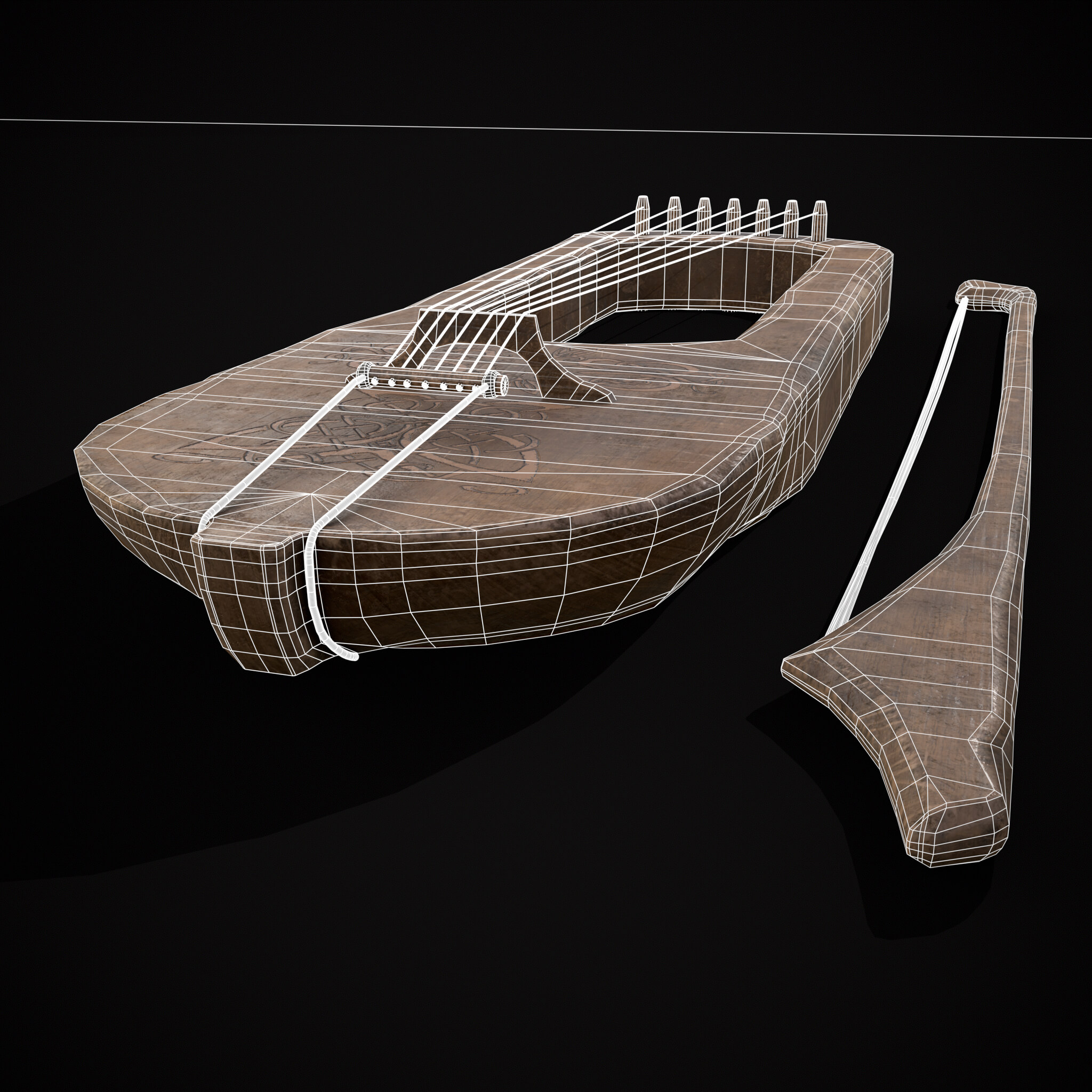 Worn Medieval Lyre - 3D Model by Get Dead Entertainment