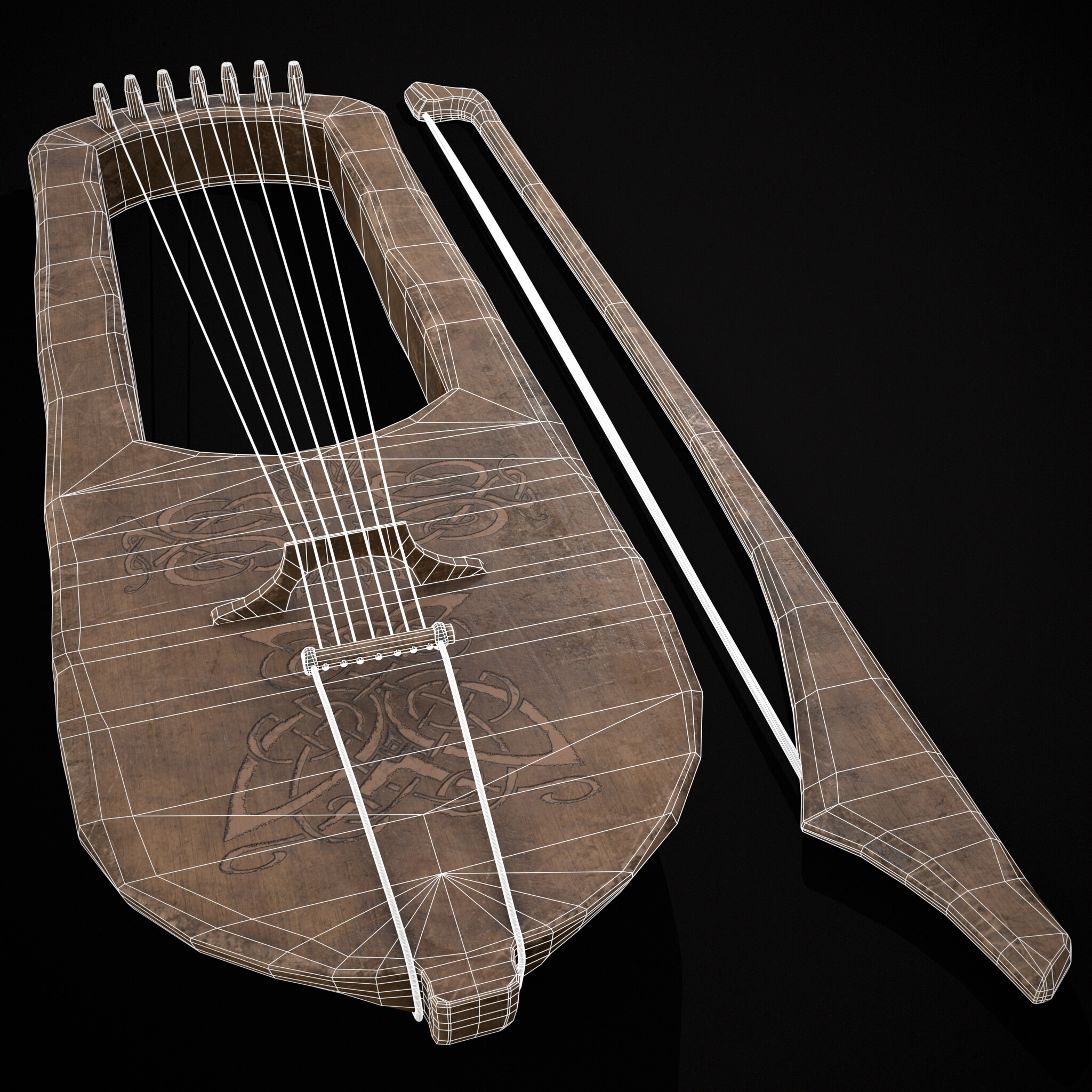 Worn Medieval Lyre - 3D Model by Get Dead Entertainment