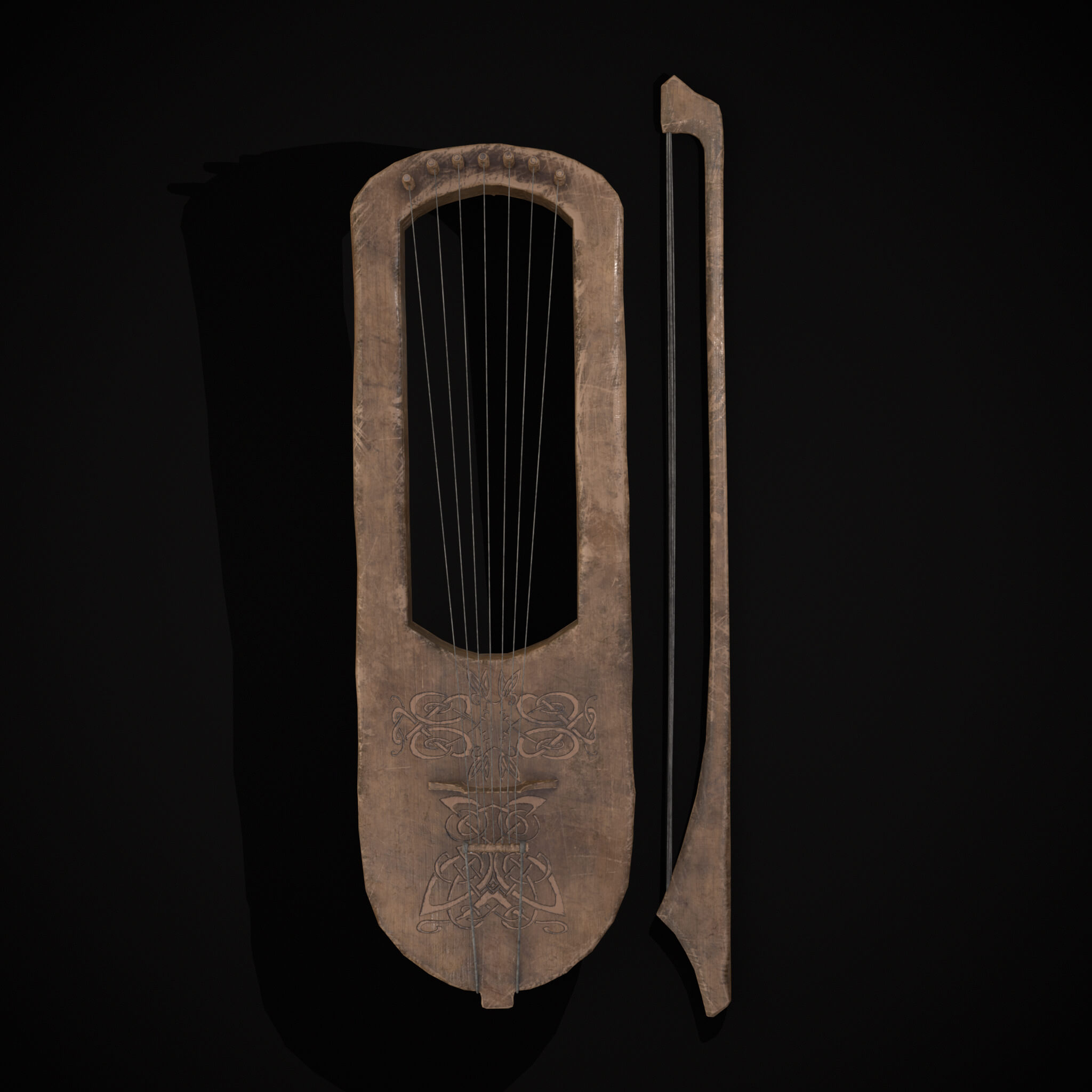 Worn Medieval Lyre - 3D Model by Get Dead Entertainment
