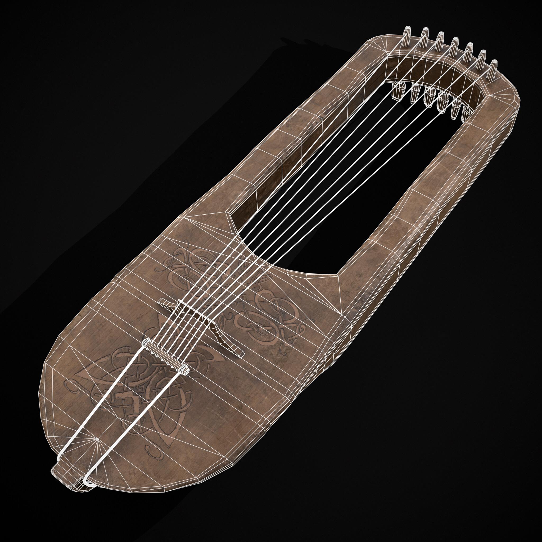 Worn Medieval Lyre - 3D Model by Get Dead Entertainment
