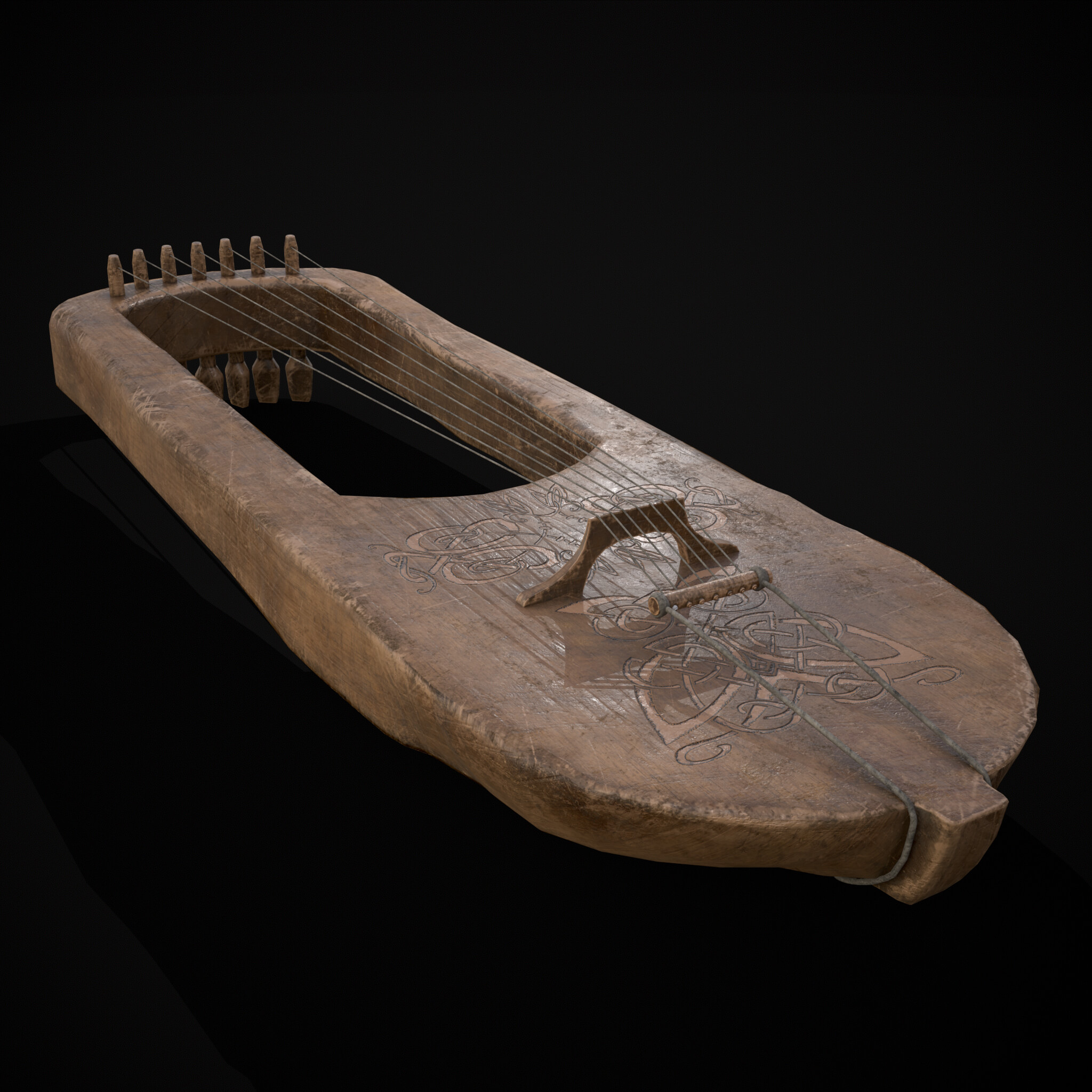 Worn Medieval Lyre - 3D Model by Get Dead Entertainment