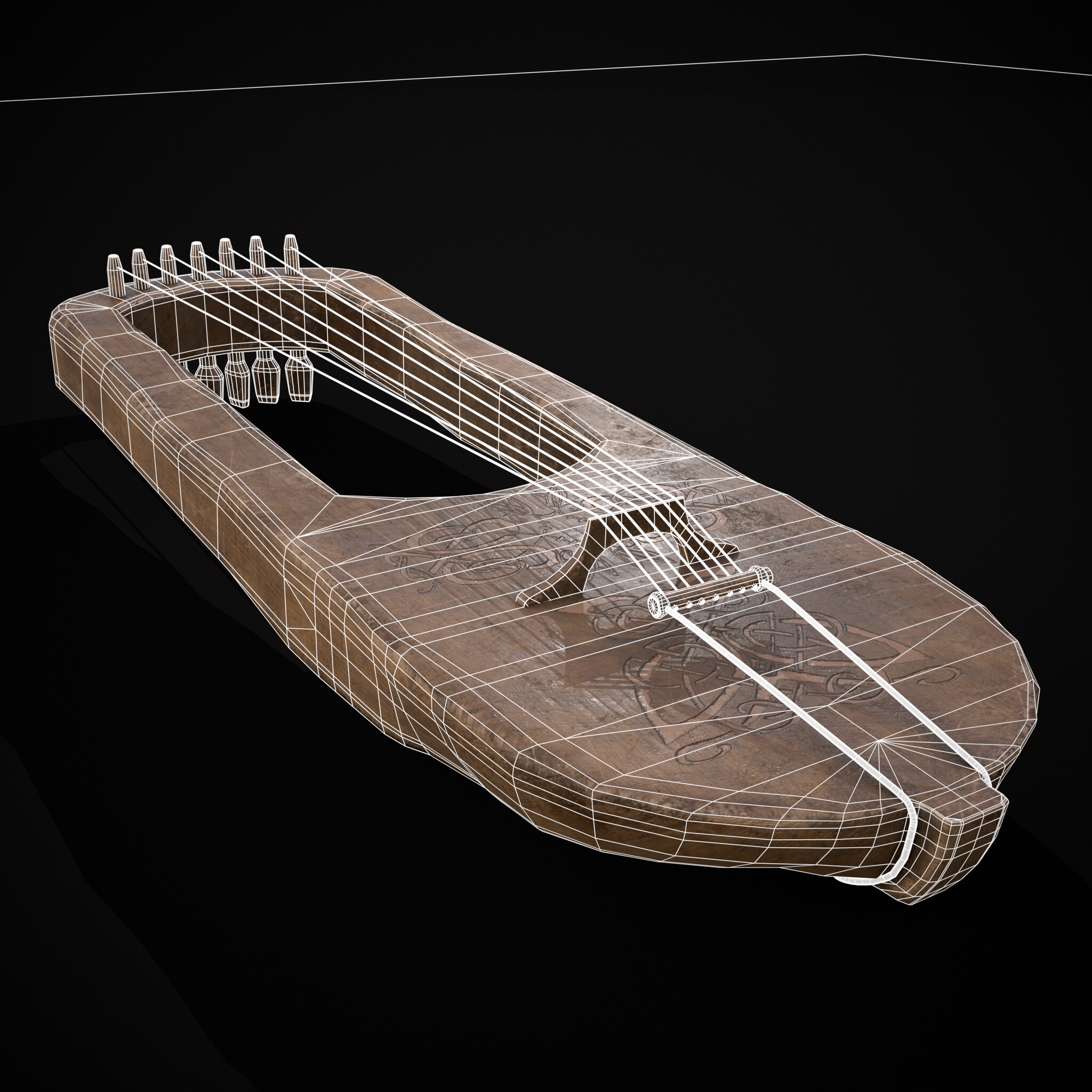Worn Medieval Lyre - 3D Model by Get Dead Entertainment