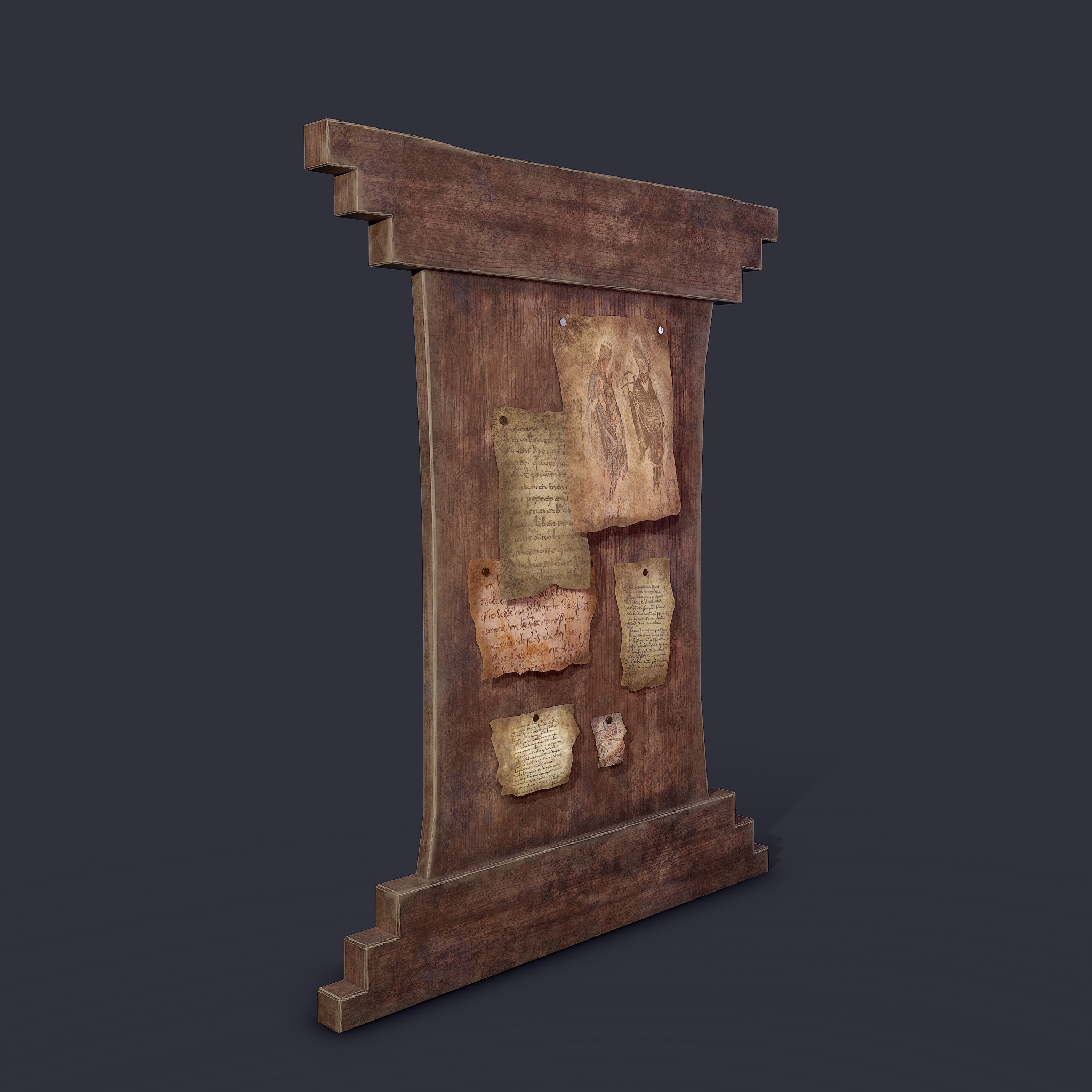 Worn Medieval Notice Board - 3D Model by Get Dead Entertainment