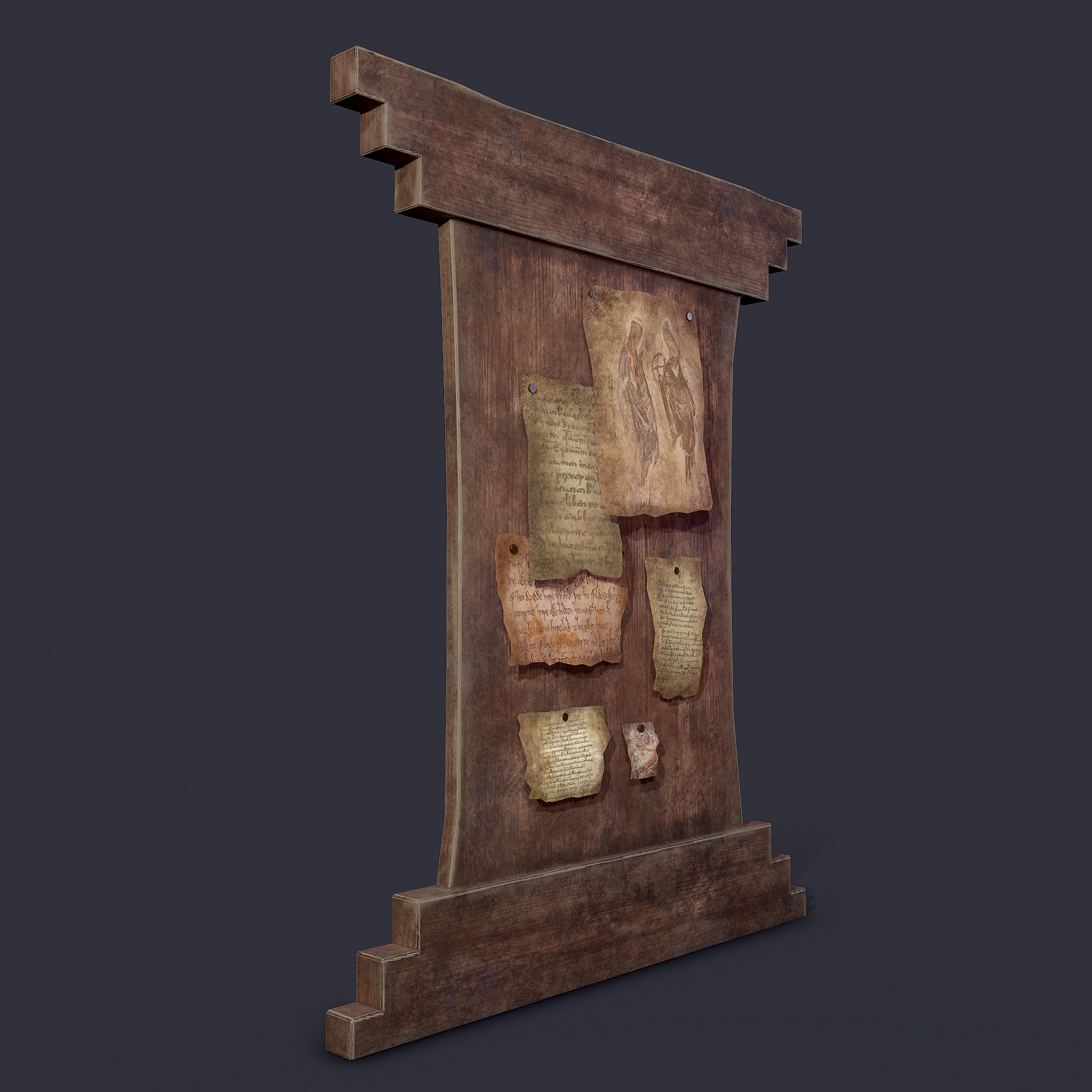 Worn Medieval Notice Board - 3D Model by Get Dead Entertainment