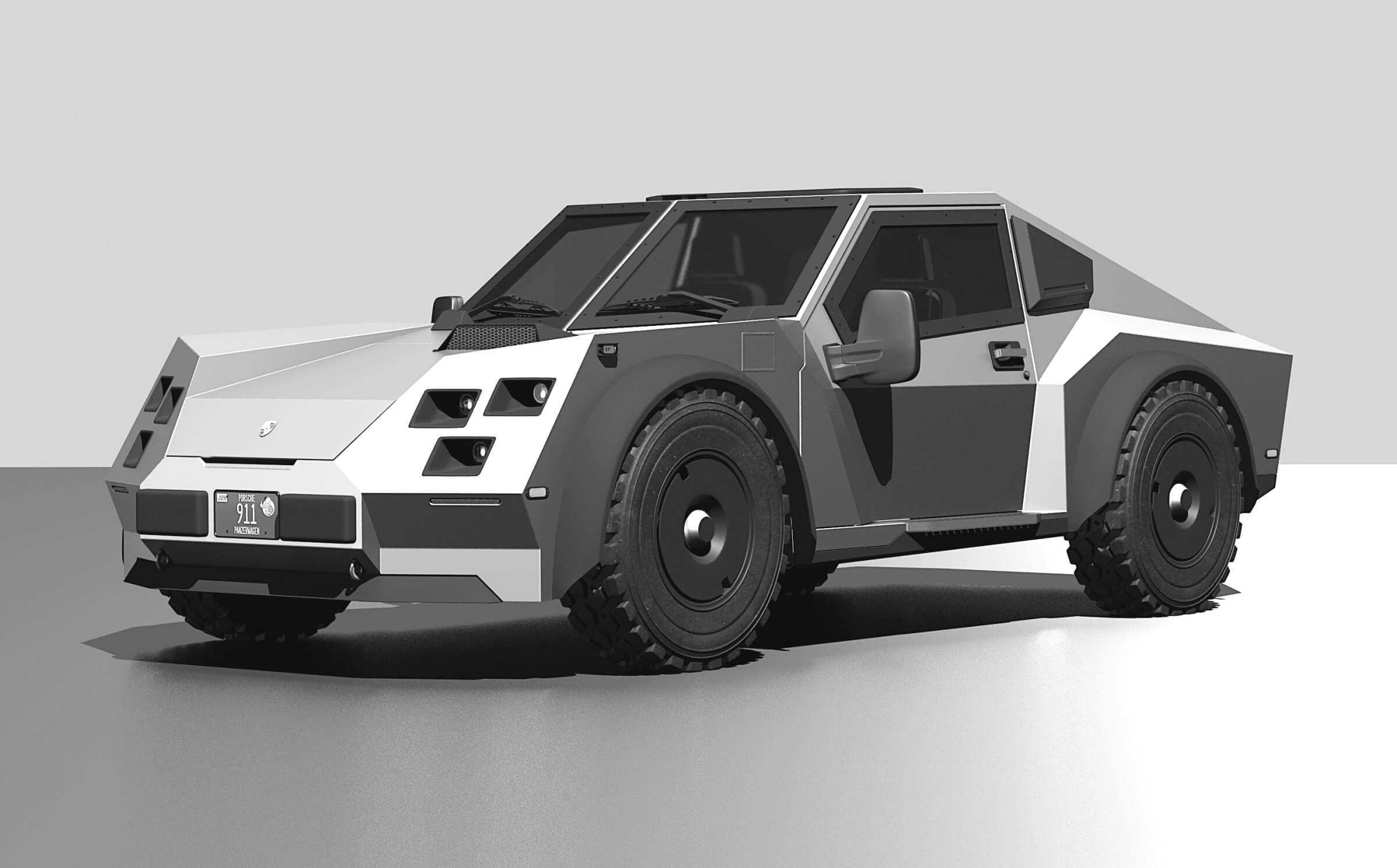 Porsche 911 Panzerwagen 3D Render, Digital Art by GGMVDB