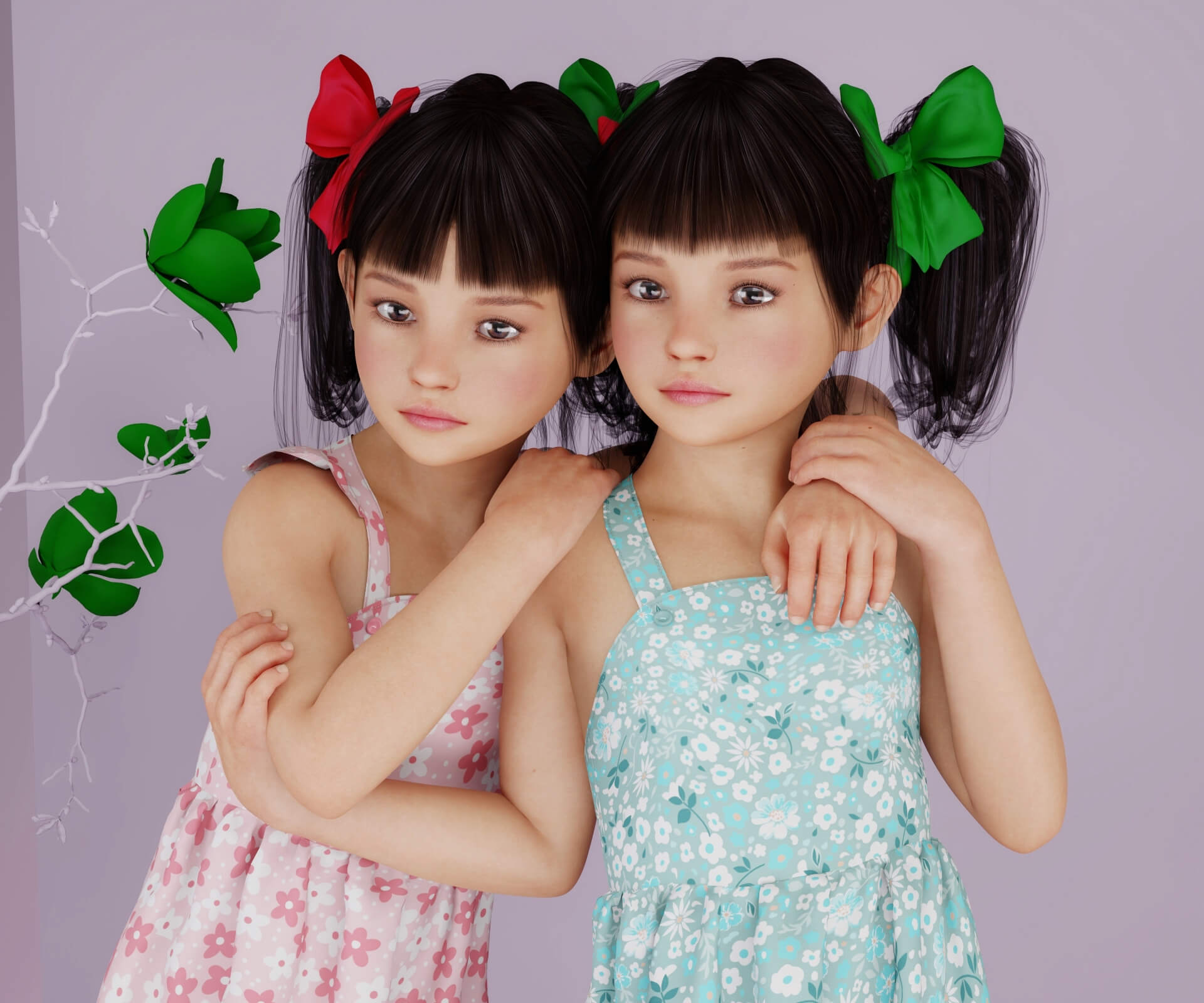 Trixie & Roxie (Portrait Version) 3D Render by Ghatanothoa