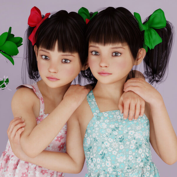 Trixie & Roxie 3D Render, Digital Art by Ghatanothoa