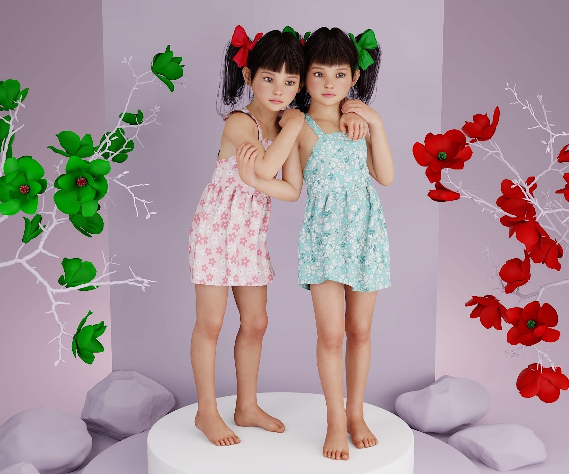 Trixie & Roxie 3D Render, Digital Art by Ghatanothoa