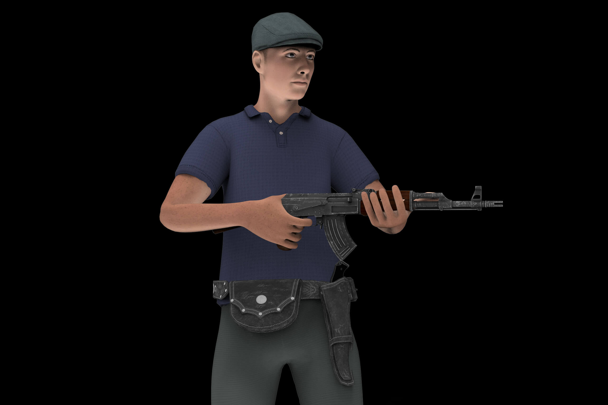 Low Ready Pose With Gun - 3D Model by Ghulam Rasool