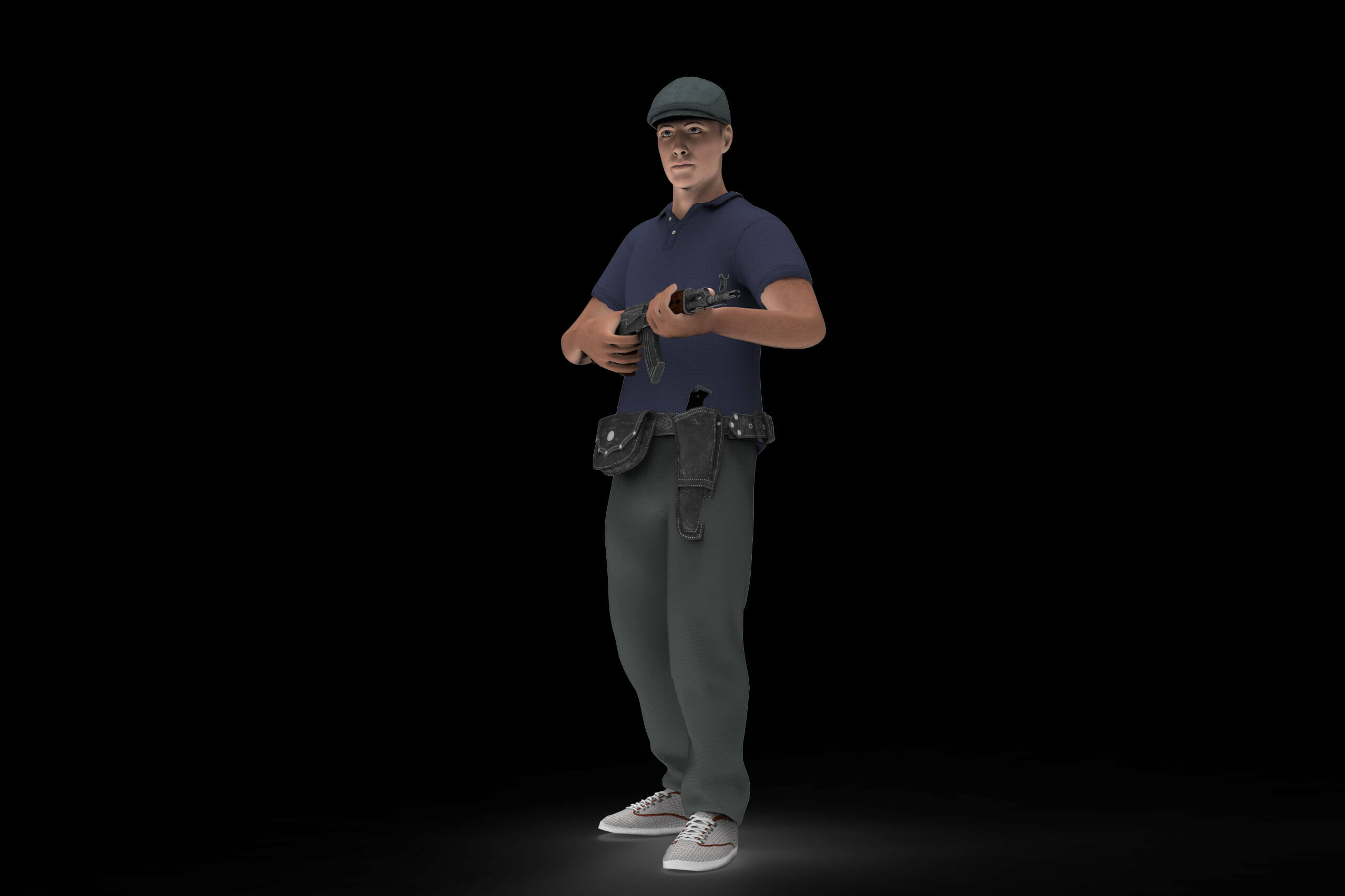 Low Ready Pose With Gun - 3D Model by Ghulam Rasool