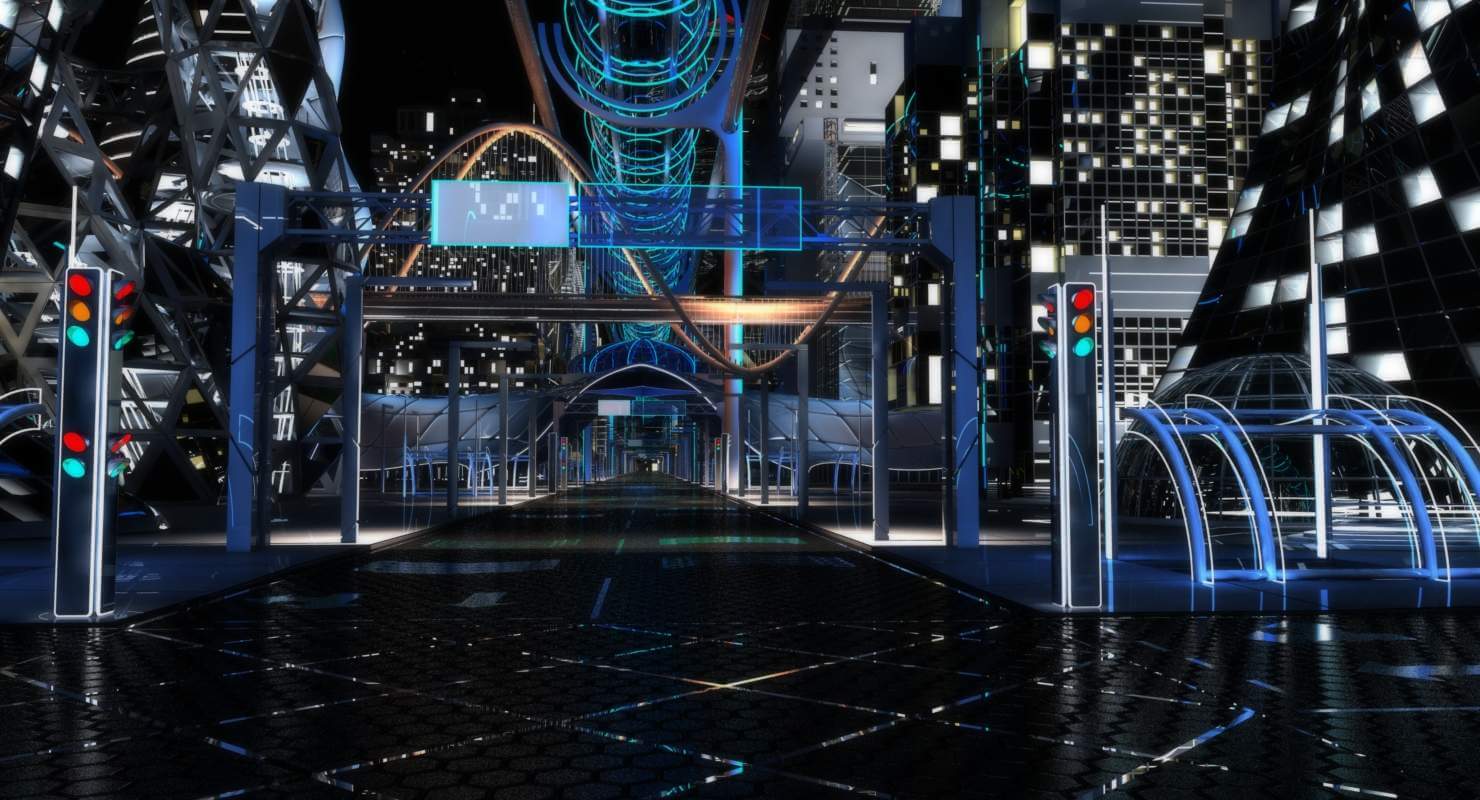 HD Future City at Night - 3D Model by Giimann