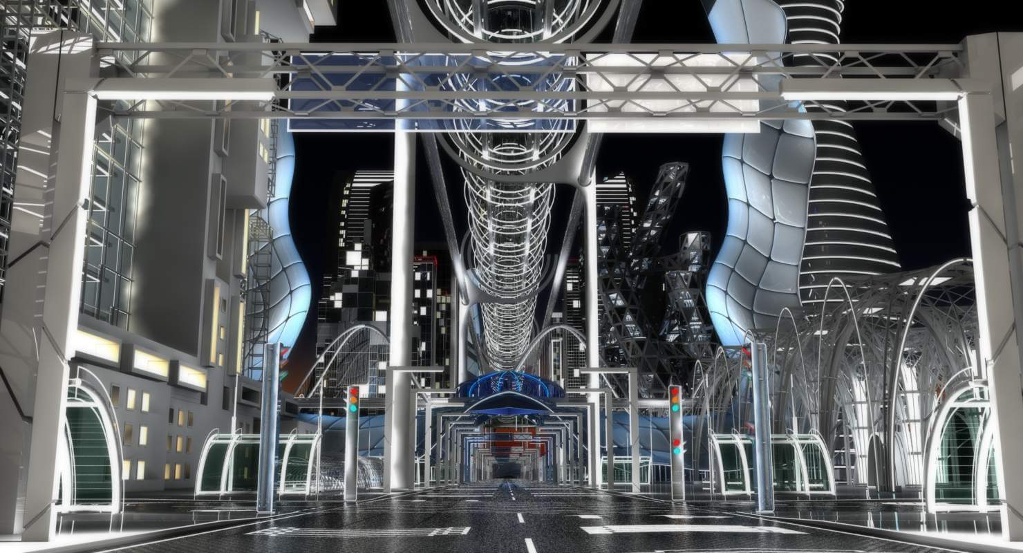 HD Future City at Night - 3D Model by Giimann