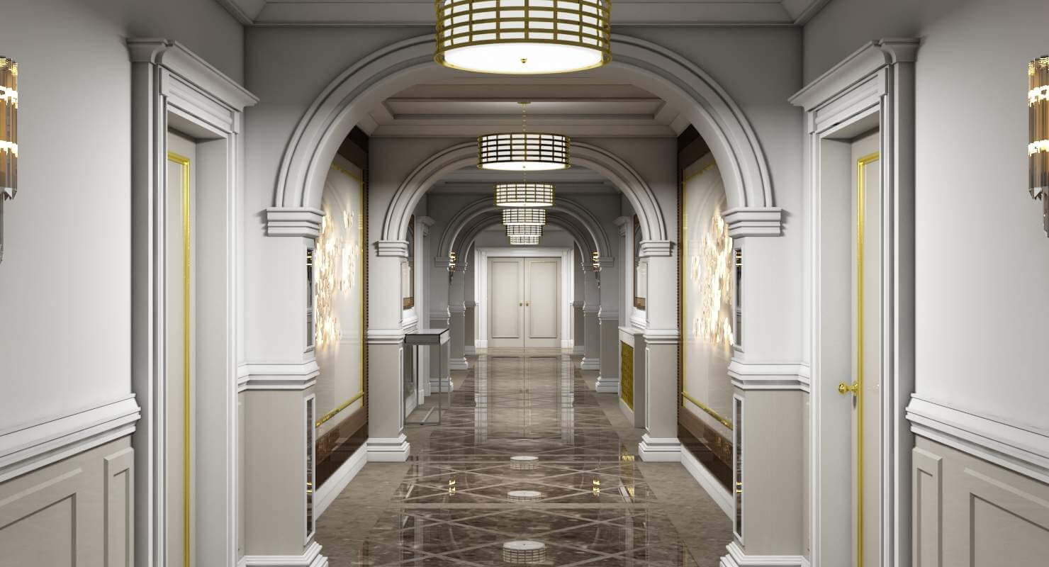 Tileable Grand Corridor Kit - 3D Model by Giimann