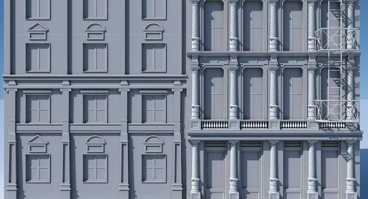 Commercial Building Facade 03 - 3D Model by Giimann
