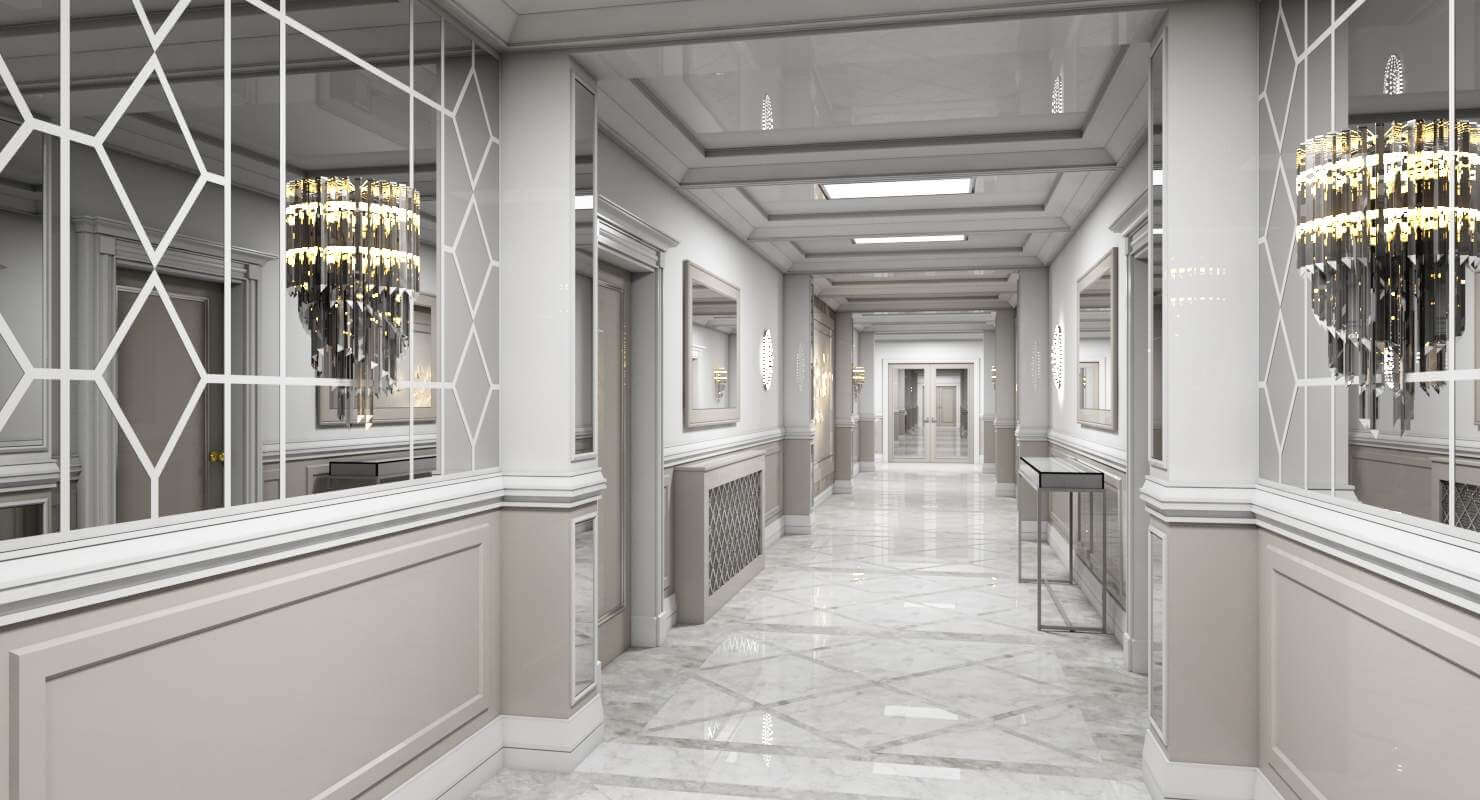 Tileable Grand Corridor Kit - 3D Model by Giimann