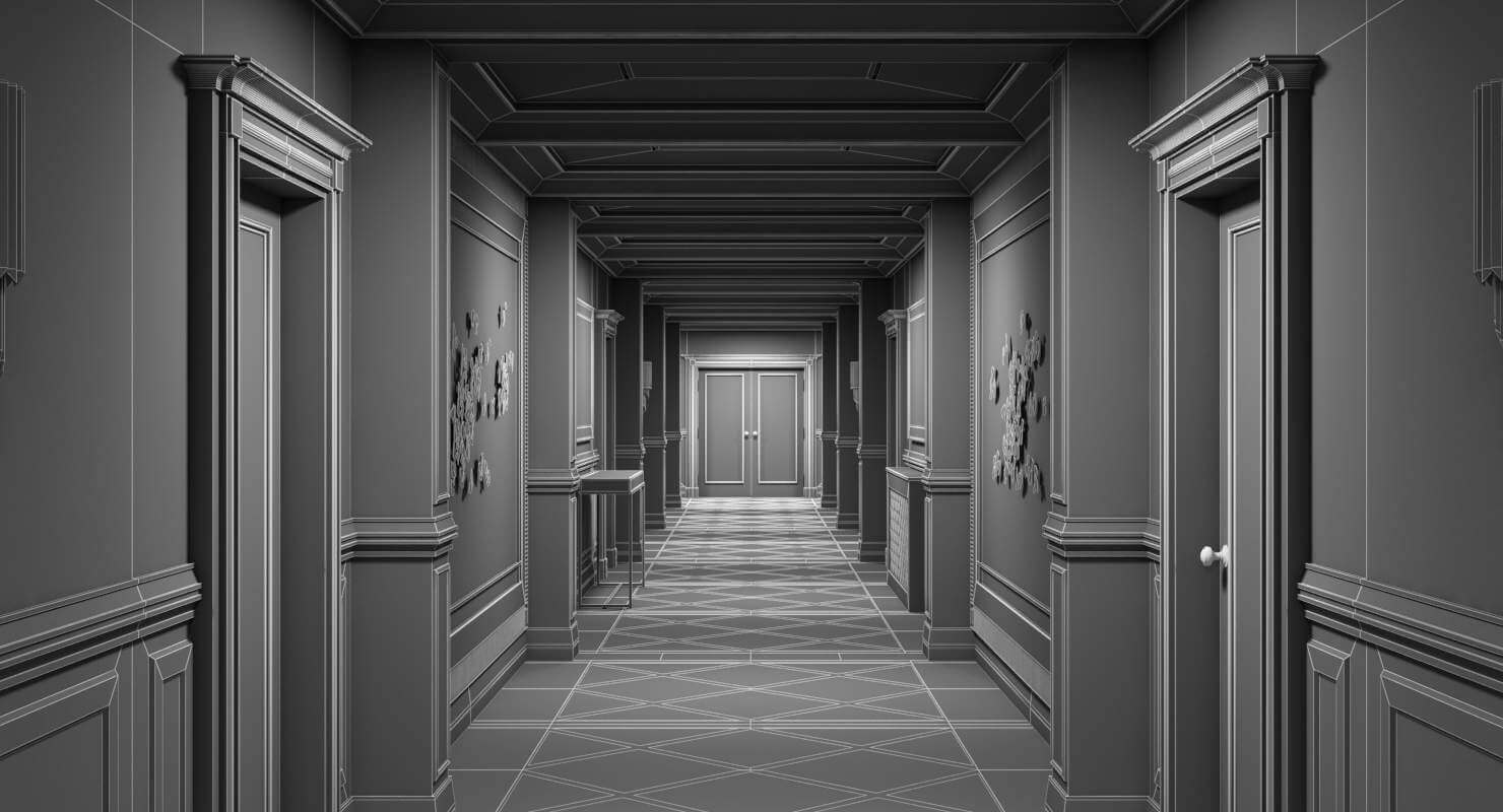Tileable Grand Corridor Kit - 3D Model by Giimann