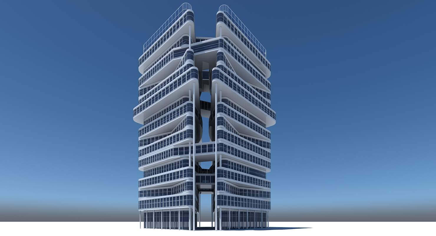 Office Building Tower Model by Giimann