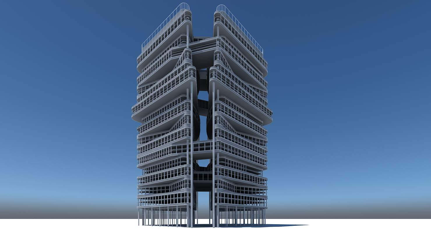 Office Building Tower Model by Giimann