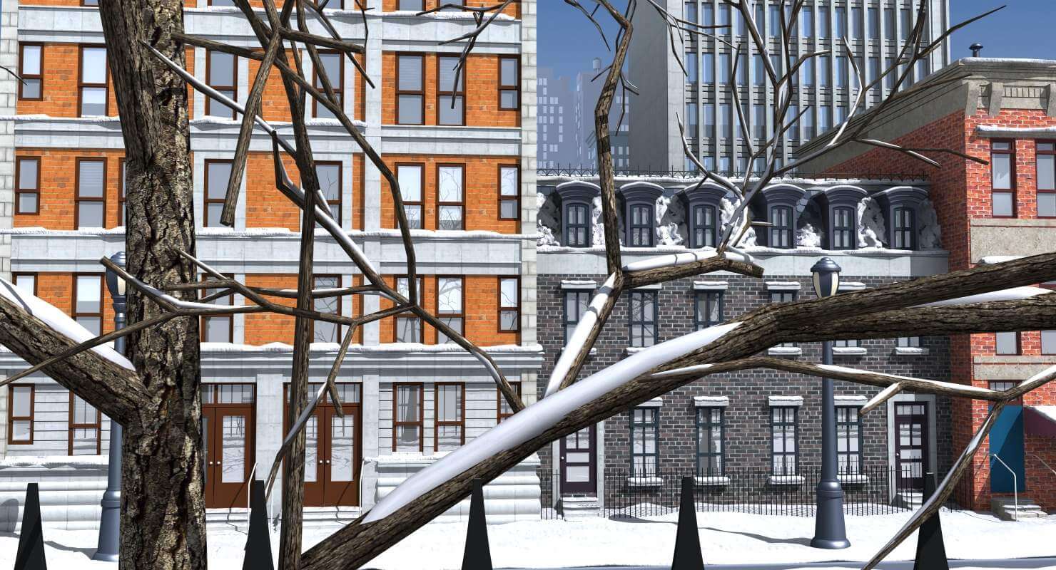 Street Snow Day - 3D Model by Giimann