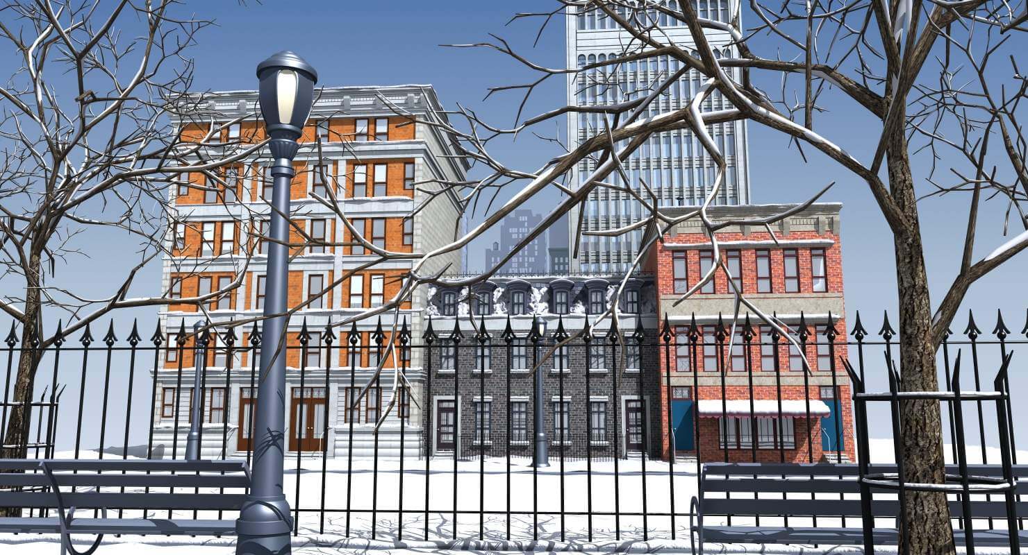 Street Snow Day - 3D Model by Giimann