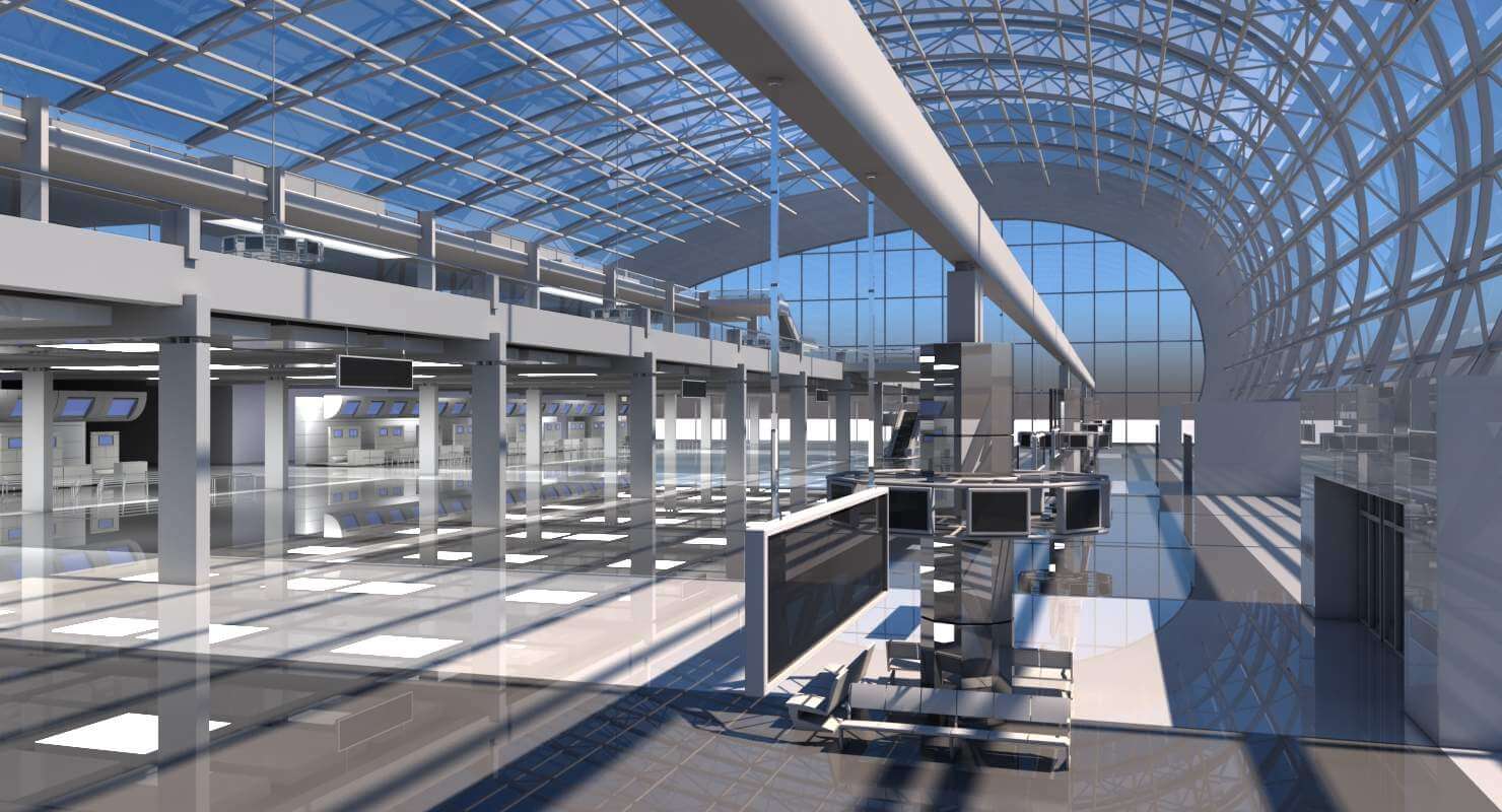 Airport Check In Interior - 3D Model by Giimann