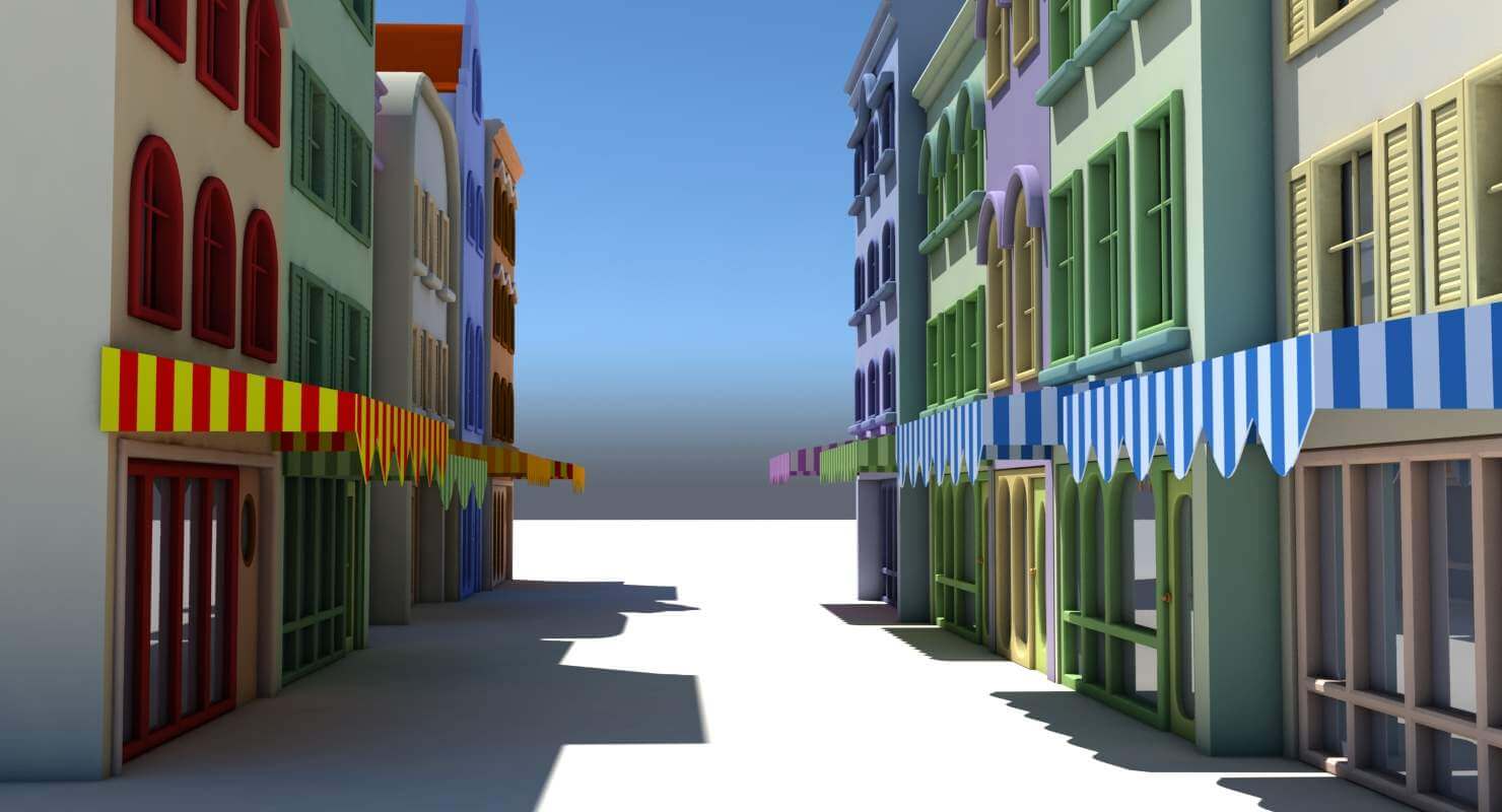 Cartoon Buildings - 3D Model by Giimann