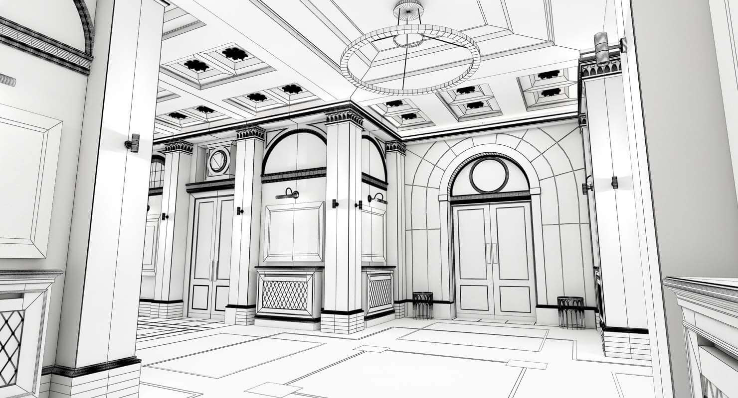 Classic Interior Hallway - 3D Model by Giimann