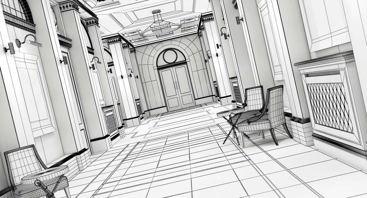 Classic Interior Hallway - 3D Model by Giimann