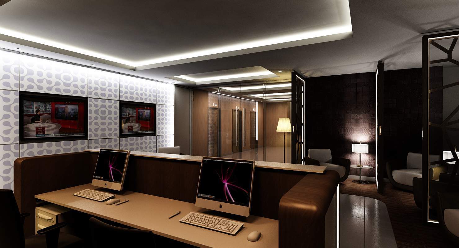 Classic Office Interior Night Scene - 3D Model by Giimann