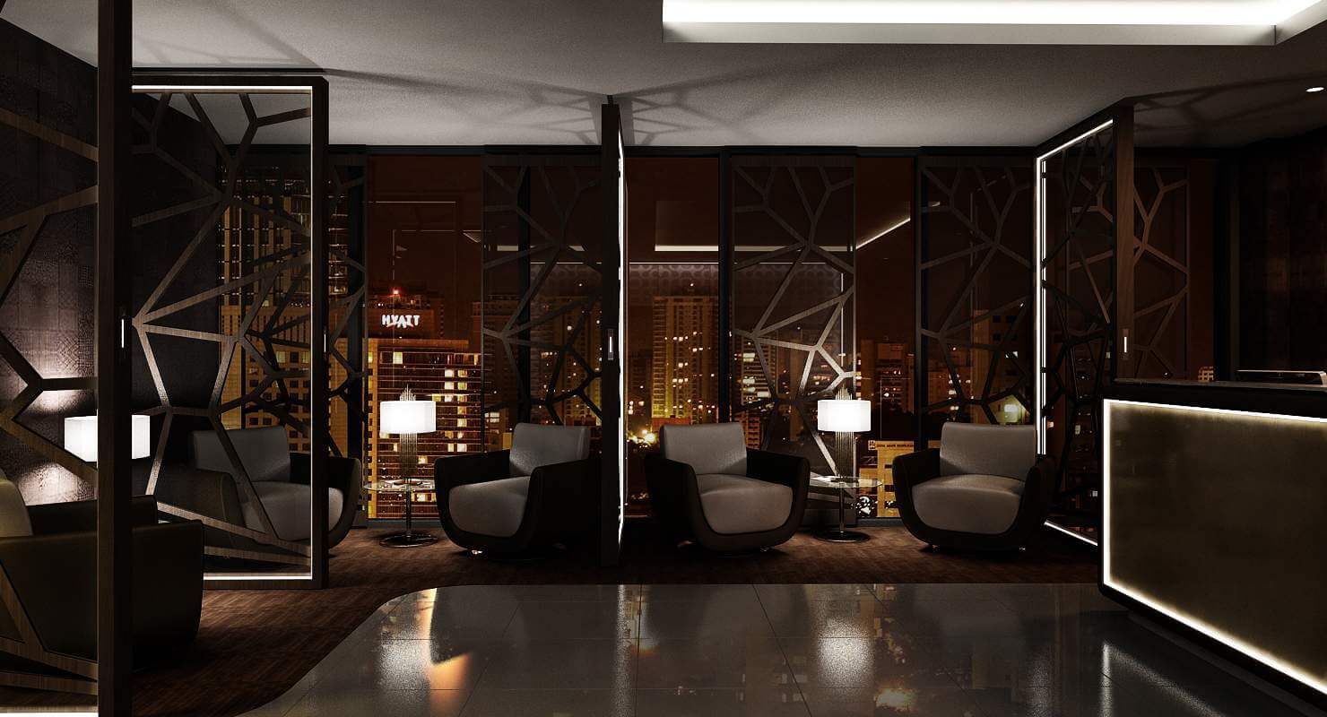 Classic Office Interior Night Scene - 3D Model by Giimann