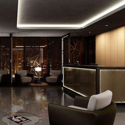 Classic Office Interior Night Scene - 3D Model by Giimann