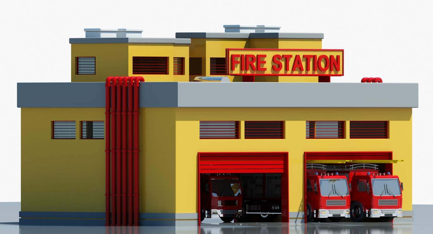 Fire Station Building Symbol - 3D Model by Giimann