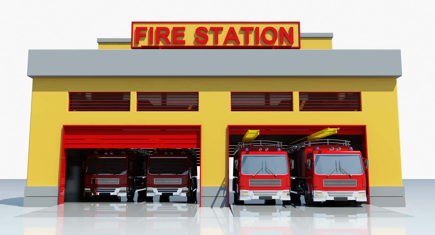 Fire Station Building Symbol - 3D Model by Giimann
