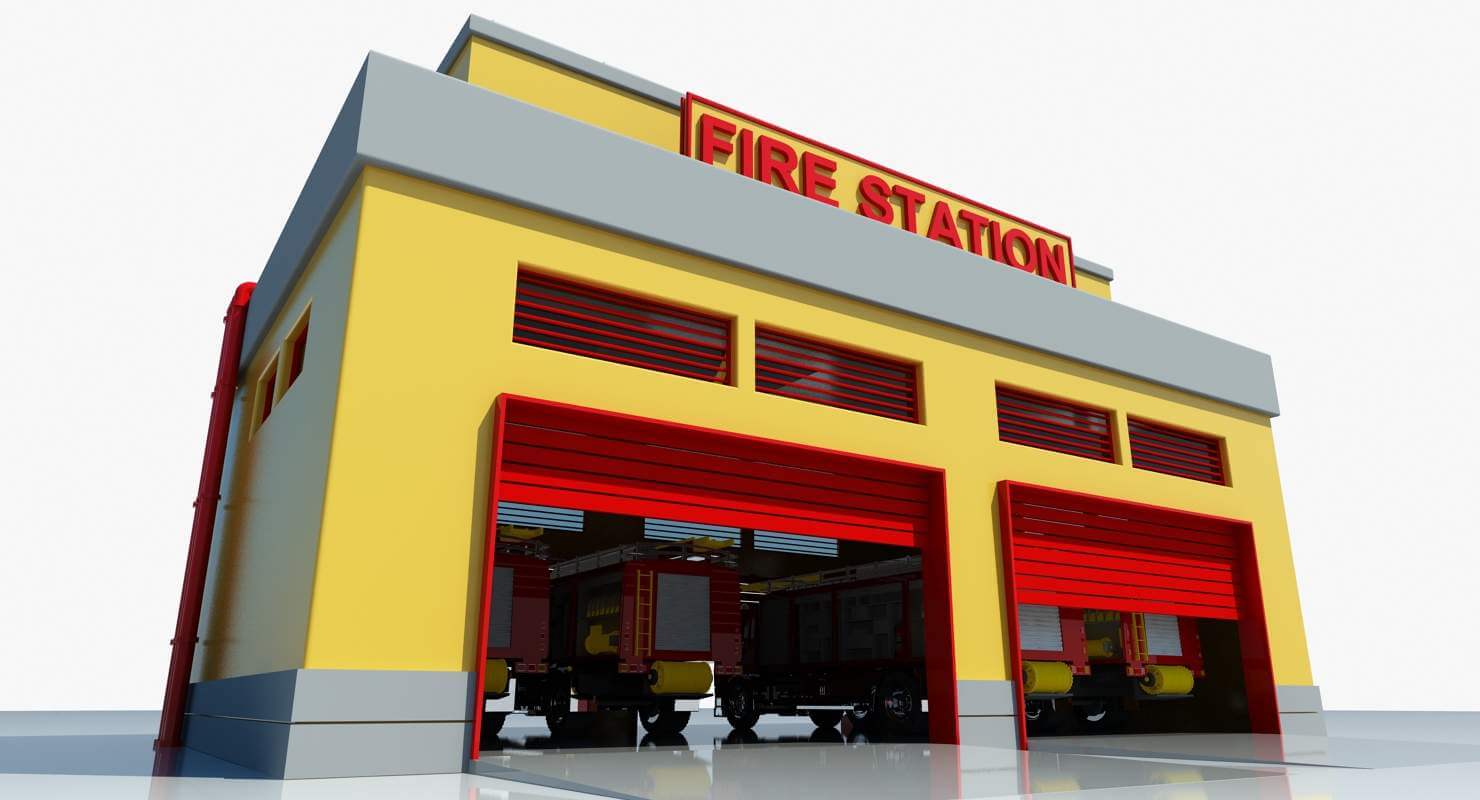 Fire Station Building Symbol - 3D Model by Giimann