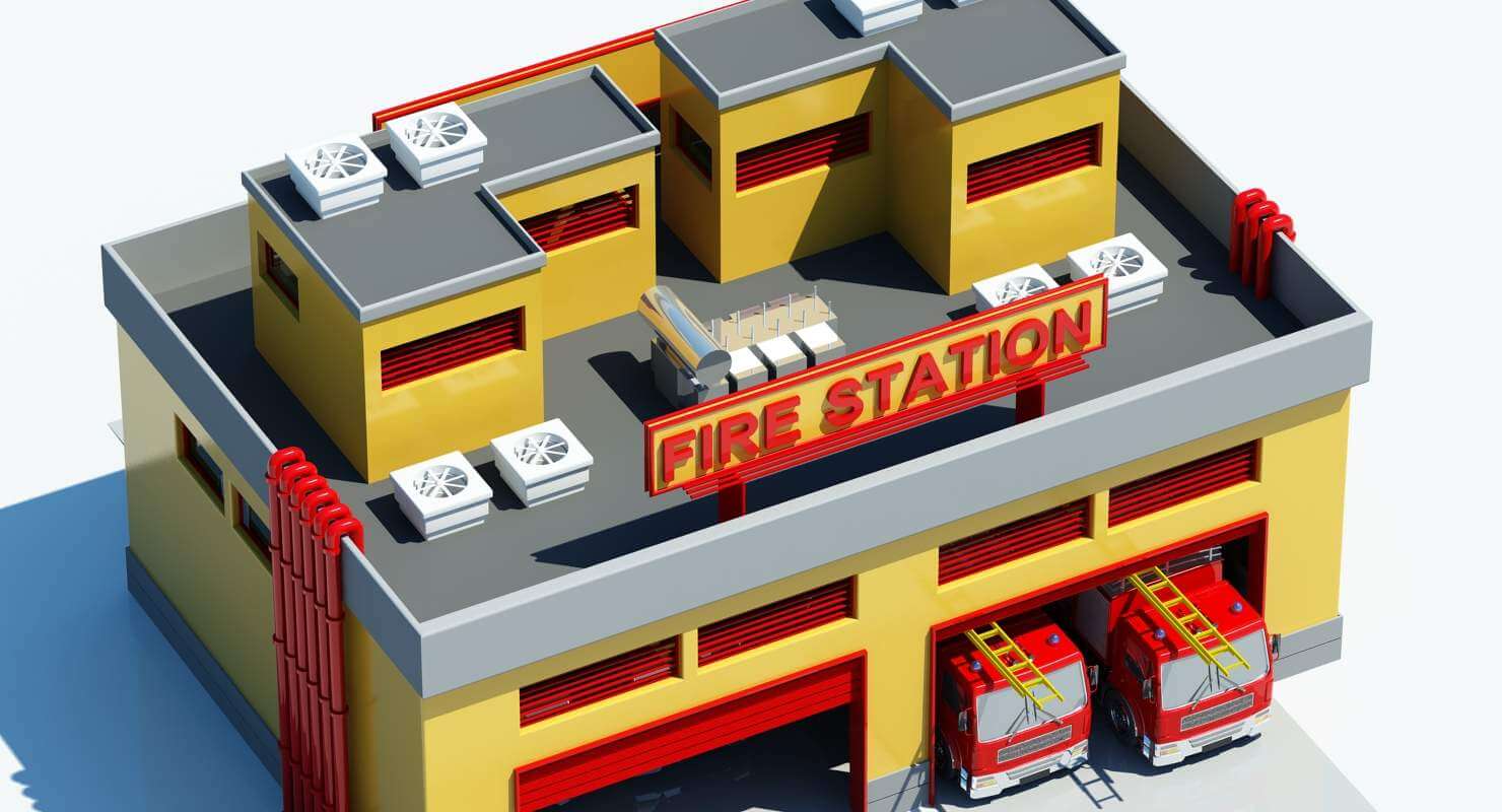 Fire Station Building Symbol - 3D Model by Giimann