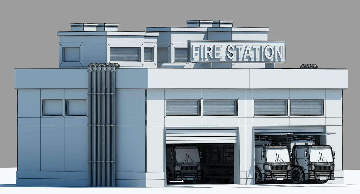 Fire Station Building Symbol - 3D Model by Giimann