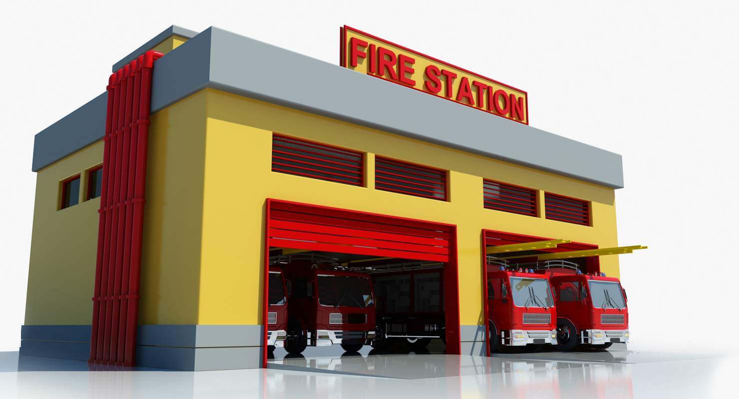 Fire Station Building Symbol - 3D Model by Giimann