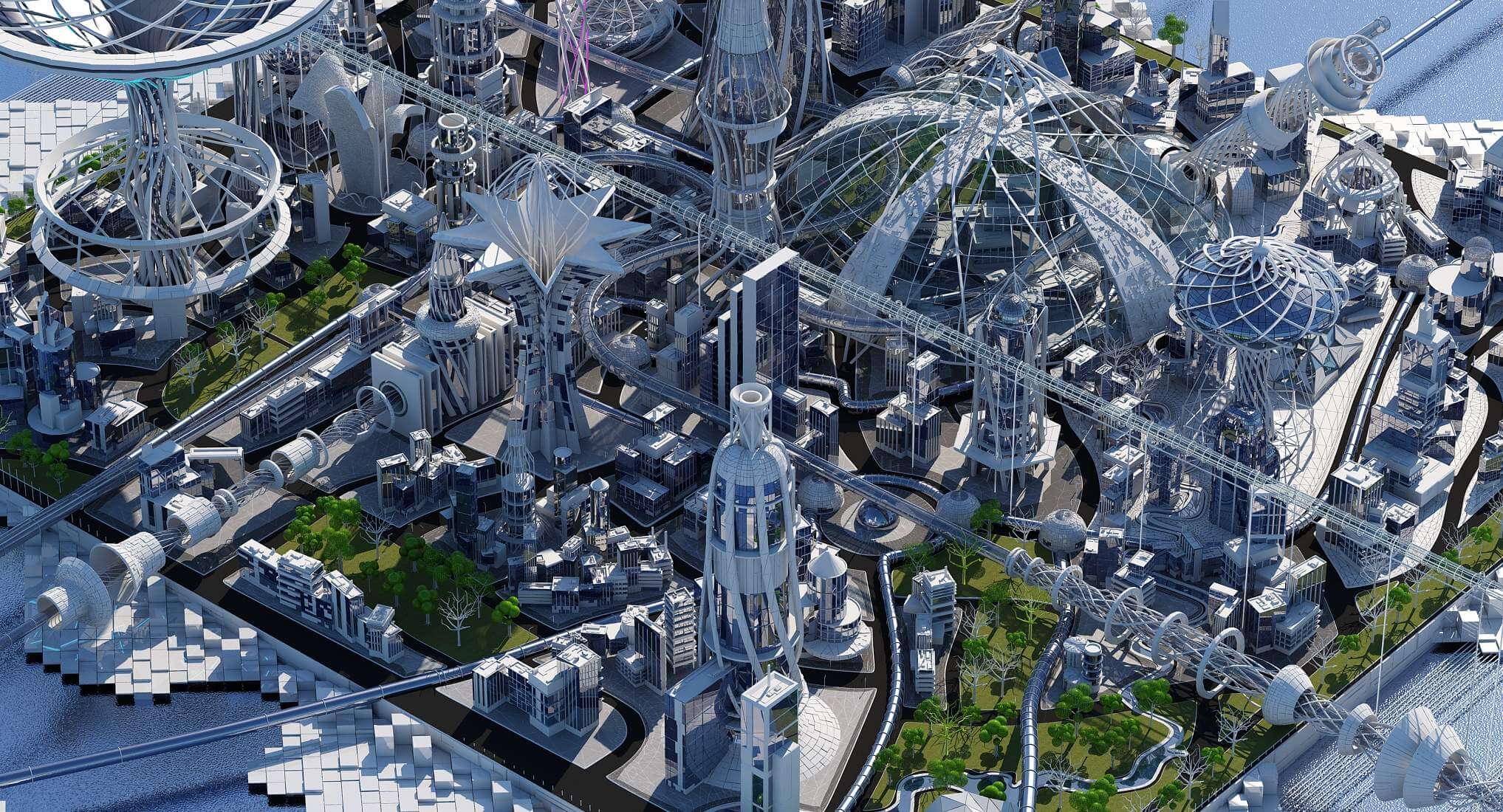 HD Future City - 3D Model by Giimann