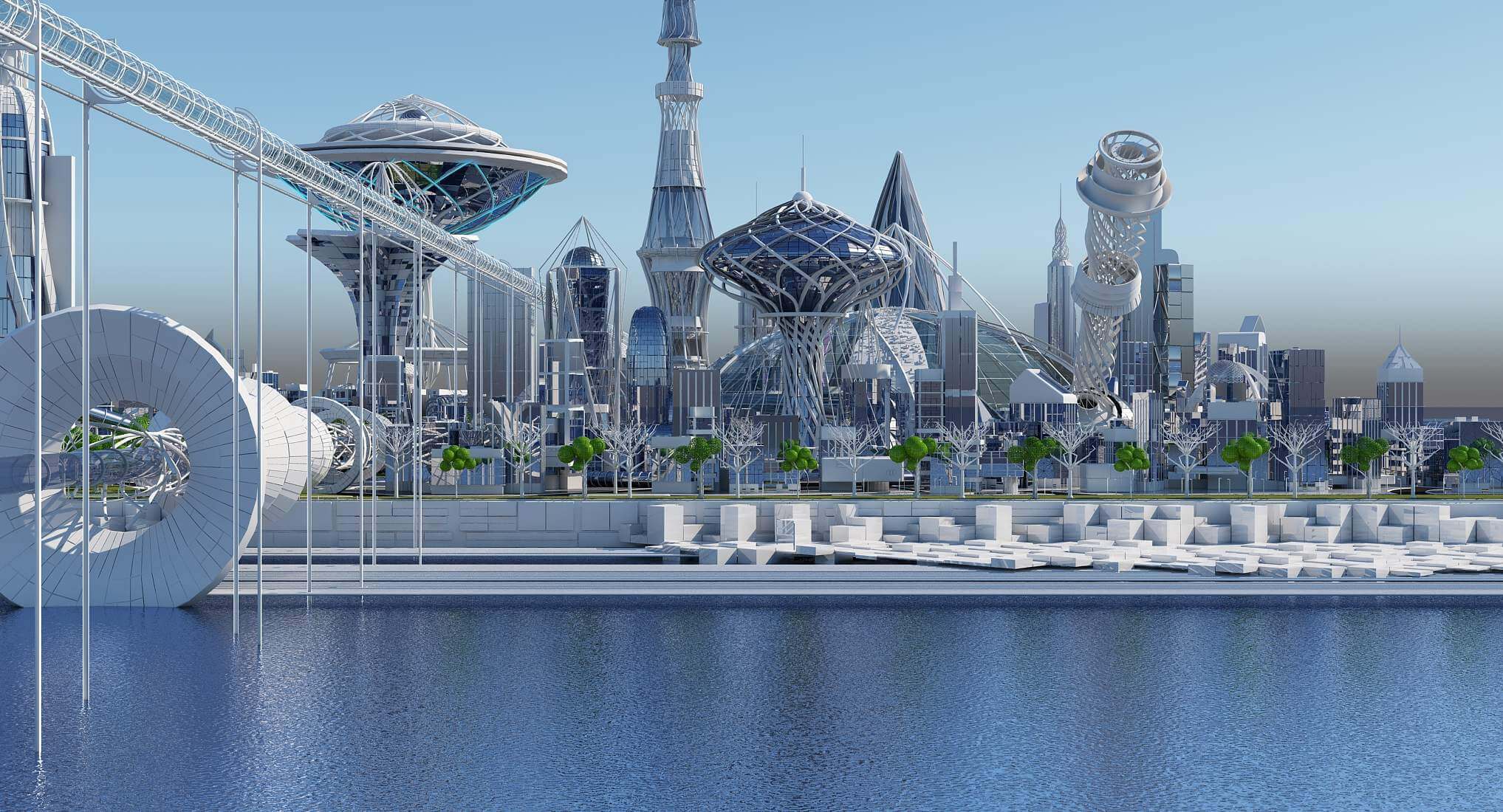 HD Future City - 3D Model by Giimann