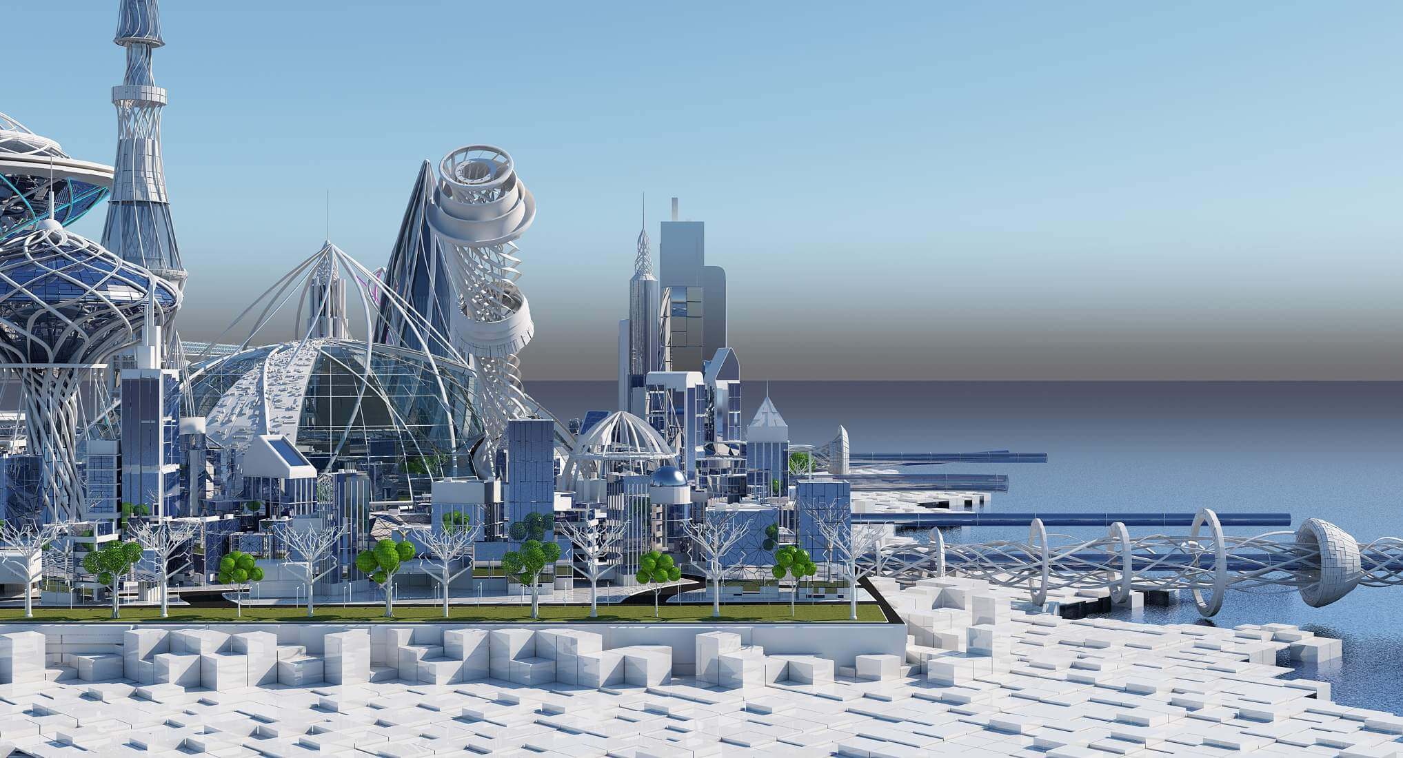 HD Future City - 3D Model by Giimann